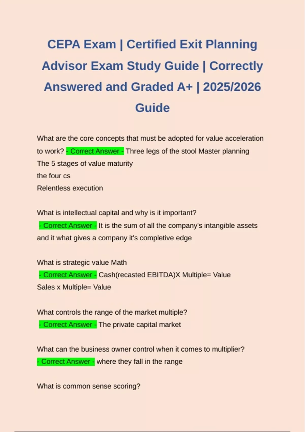 CEPA Exam | Certified Exit Planning Advisor Exam Study Guide ...