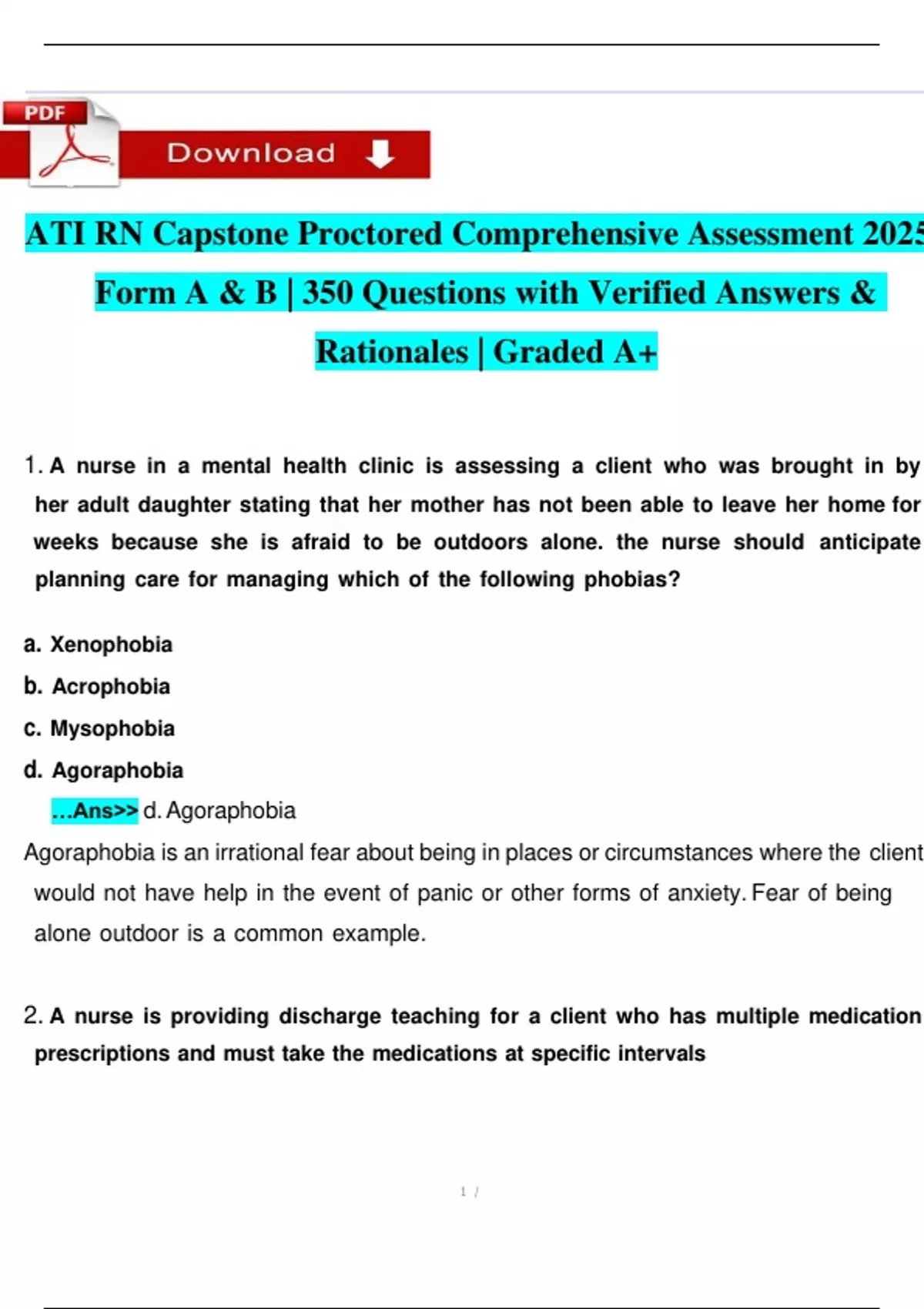 ATI RN Capstone Proctored Comprehensive Assessment 2025 | Form A & B ...