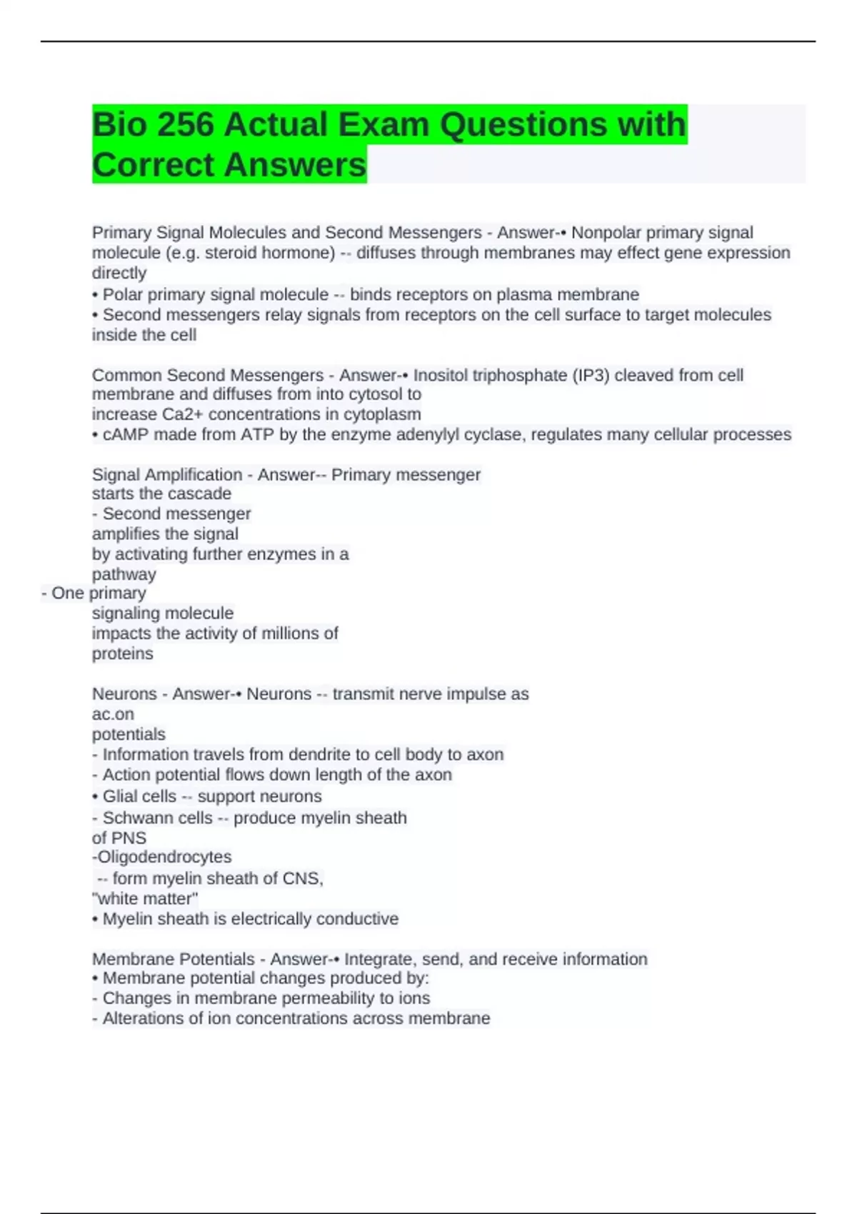 Bio 256 Exam Bundle 2025 - Stuvia US