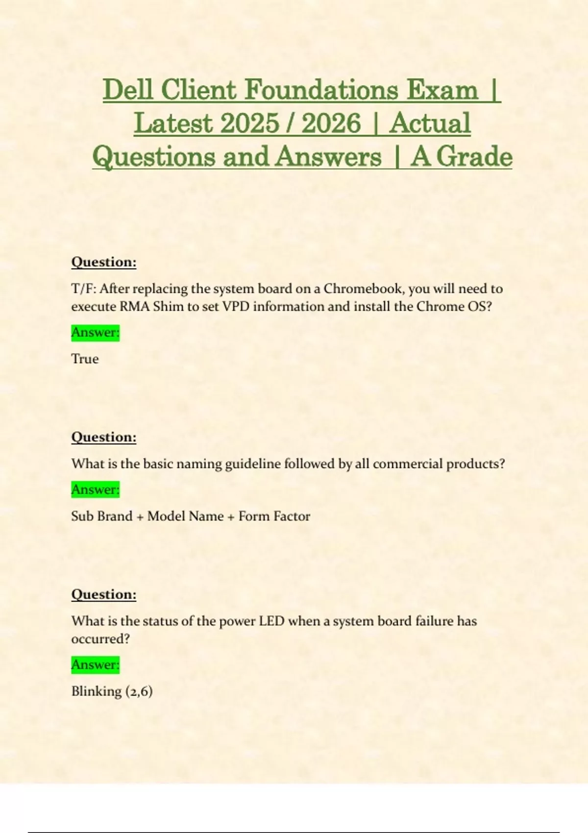 Dell Client Foundations Exam | Latest 2025 / 2026 | Actual Questions ...