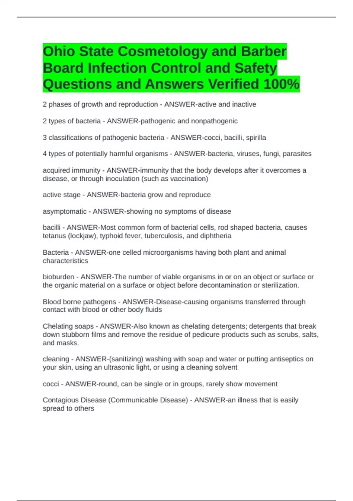 Ohio State Cosmetology and Barber Board Infection Control and Safety ...