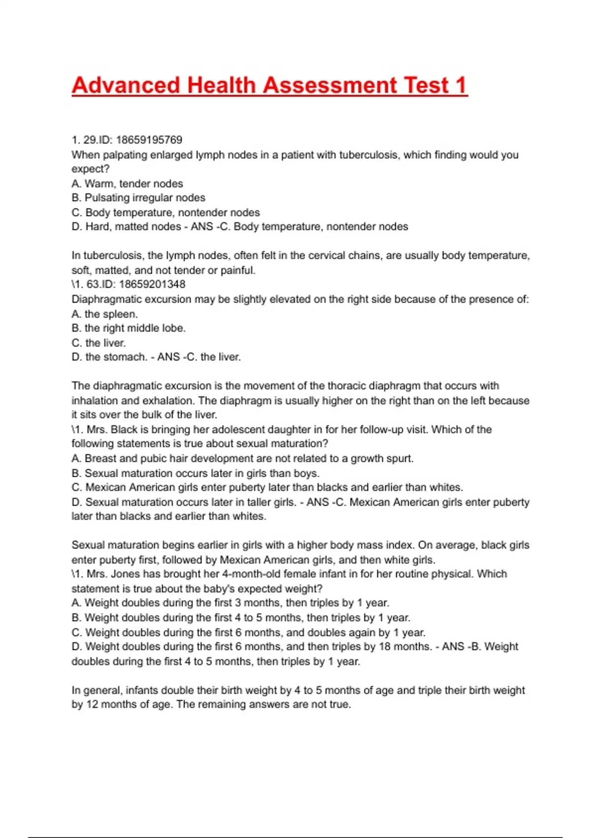 Advanced Health Assessment Test 1 Exam 2025/2026 Questions With ...