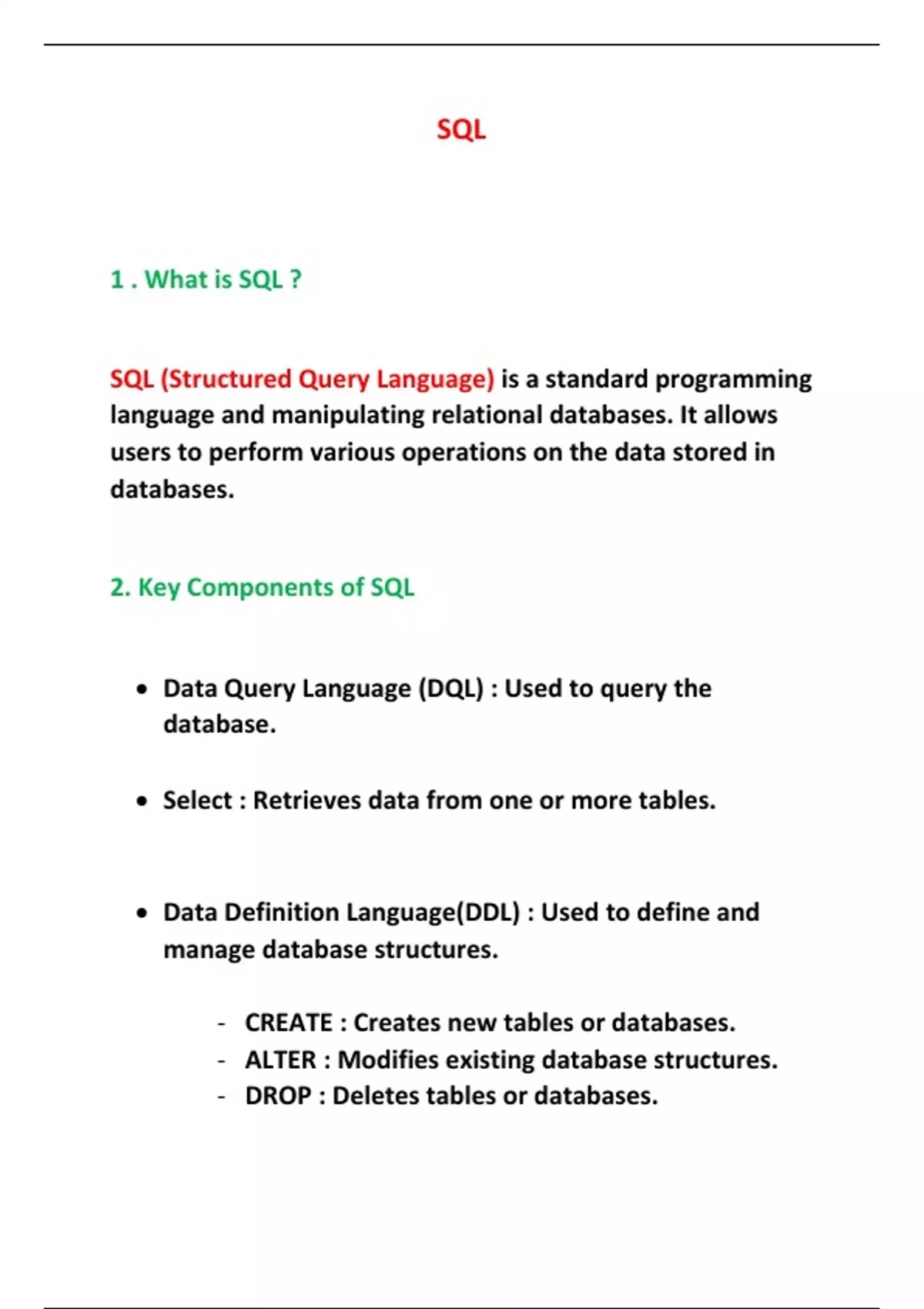 Summary All you need in SQL - SQL (1234) - Stuvia US