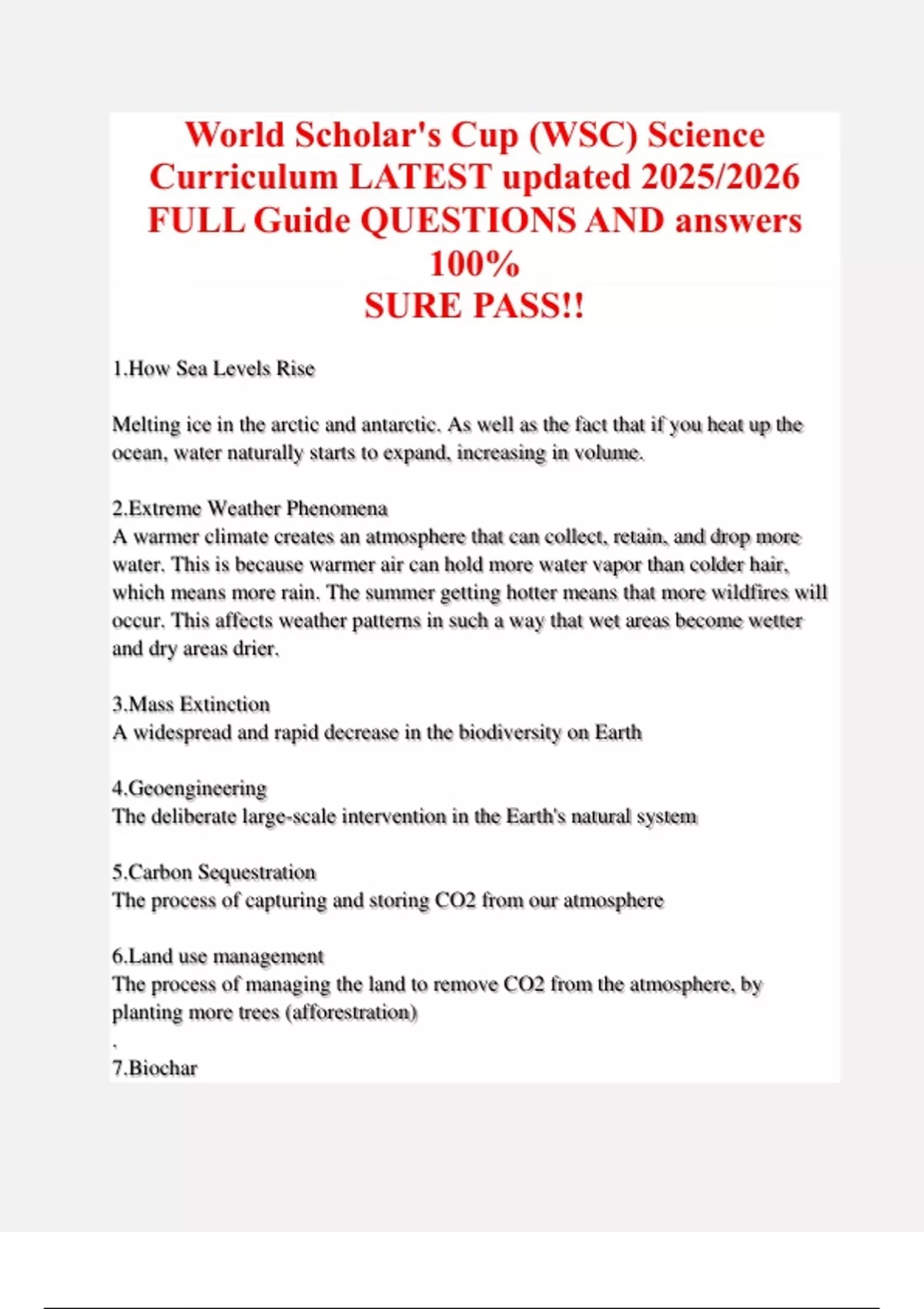 World Scholar's Cup (WSC) Science Curriculum LATEST updated 2025/2026 ...