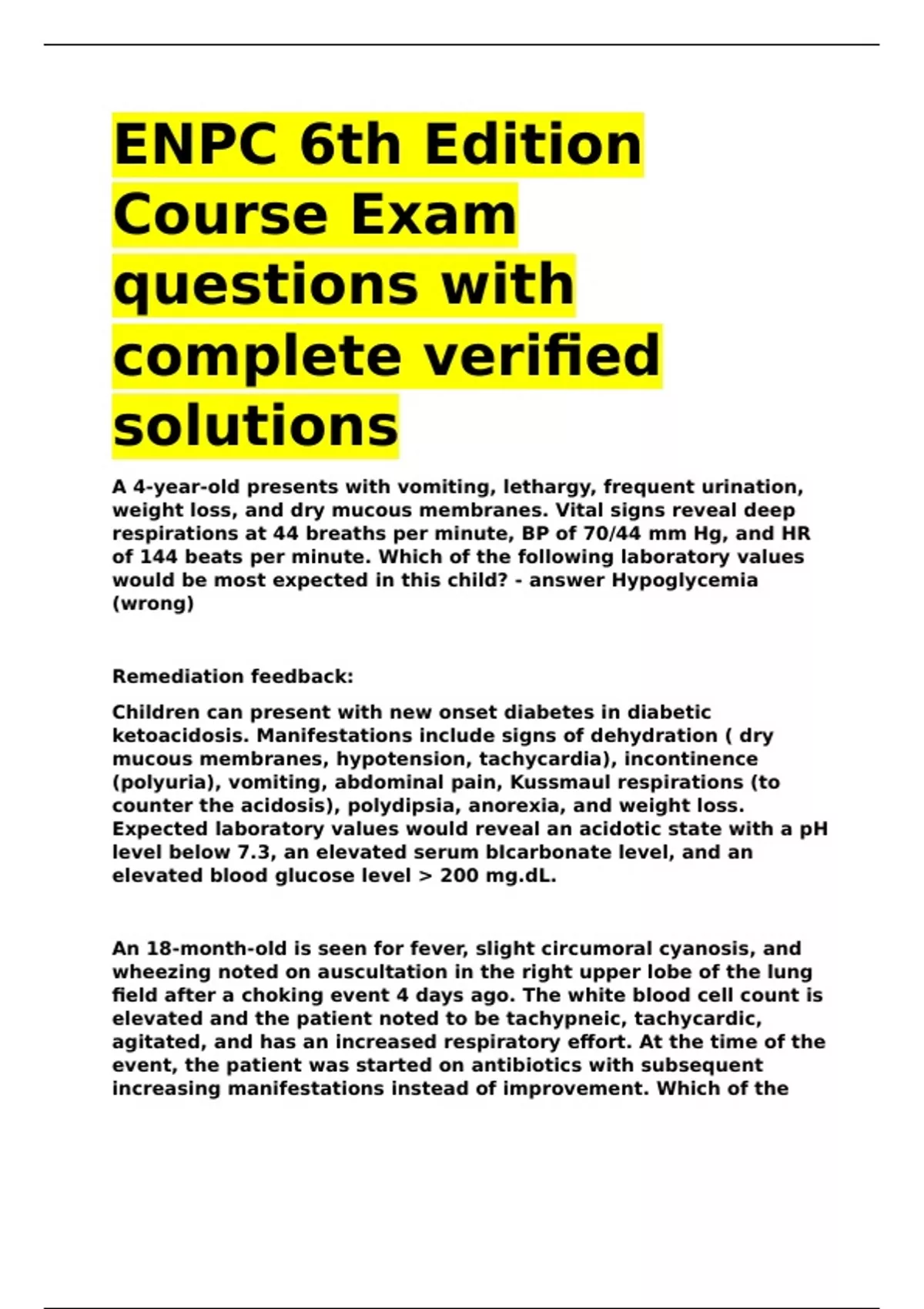 ENPC 6th Edition Course Exam questions with complete verified solutions ...