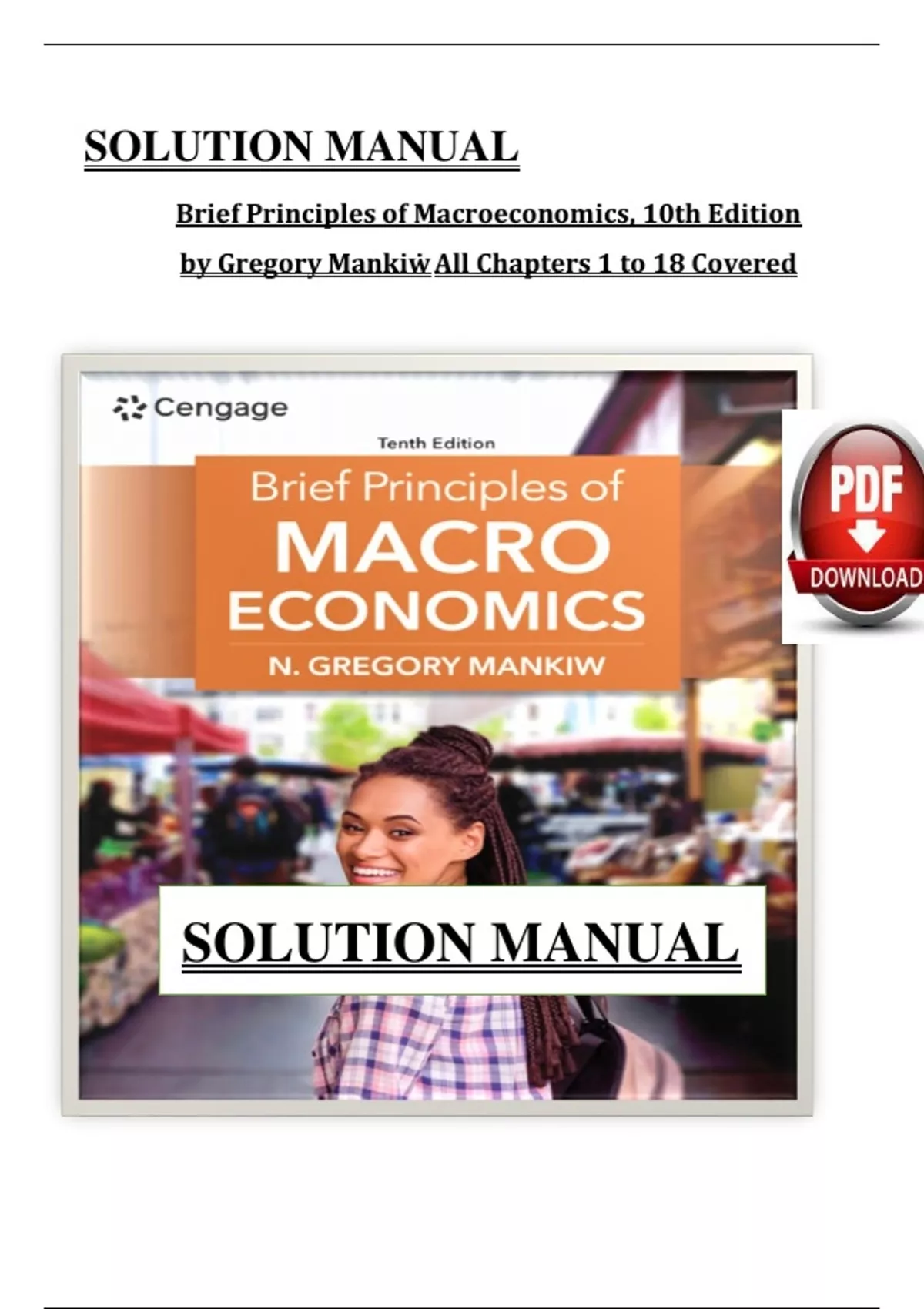 Solution Manual for Brief Principles of Macroeconomics, 10th Edition by (Mankiw), Chapter 1 - 18 ...