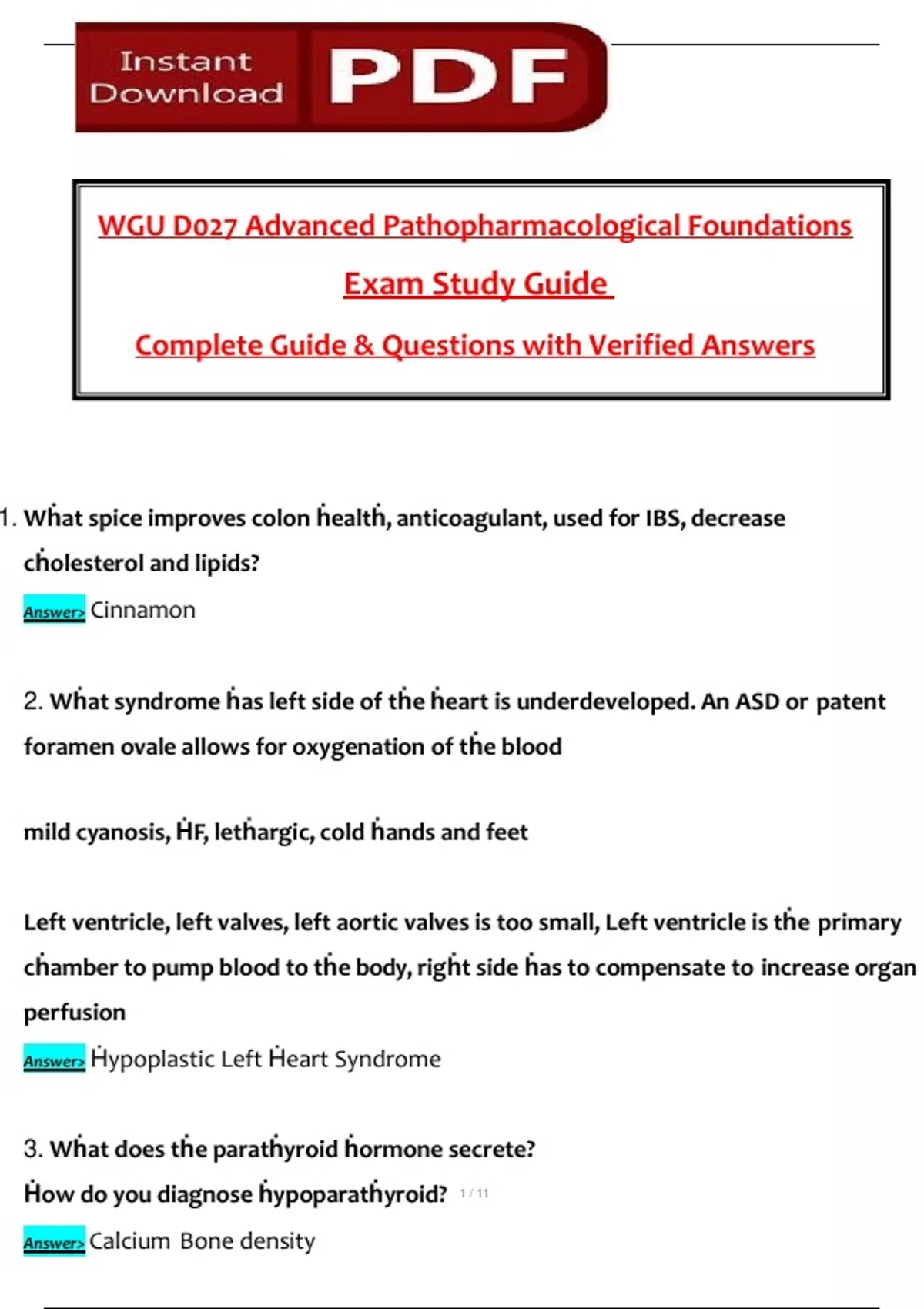 WGU D027 Advanced Pathopharmacological Foundations Exam Study Guide ...
