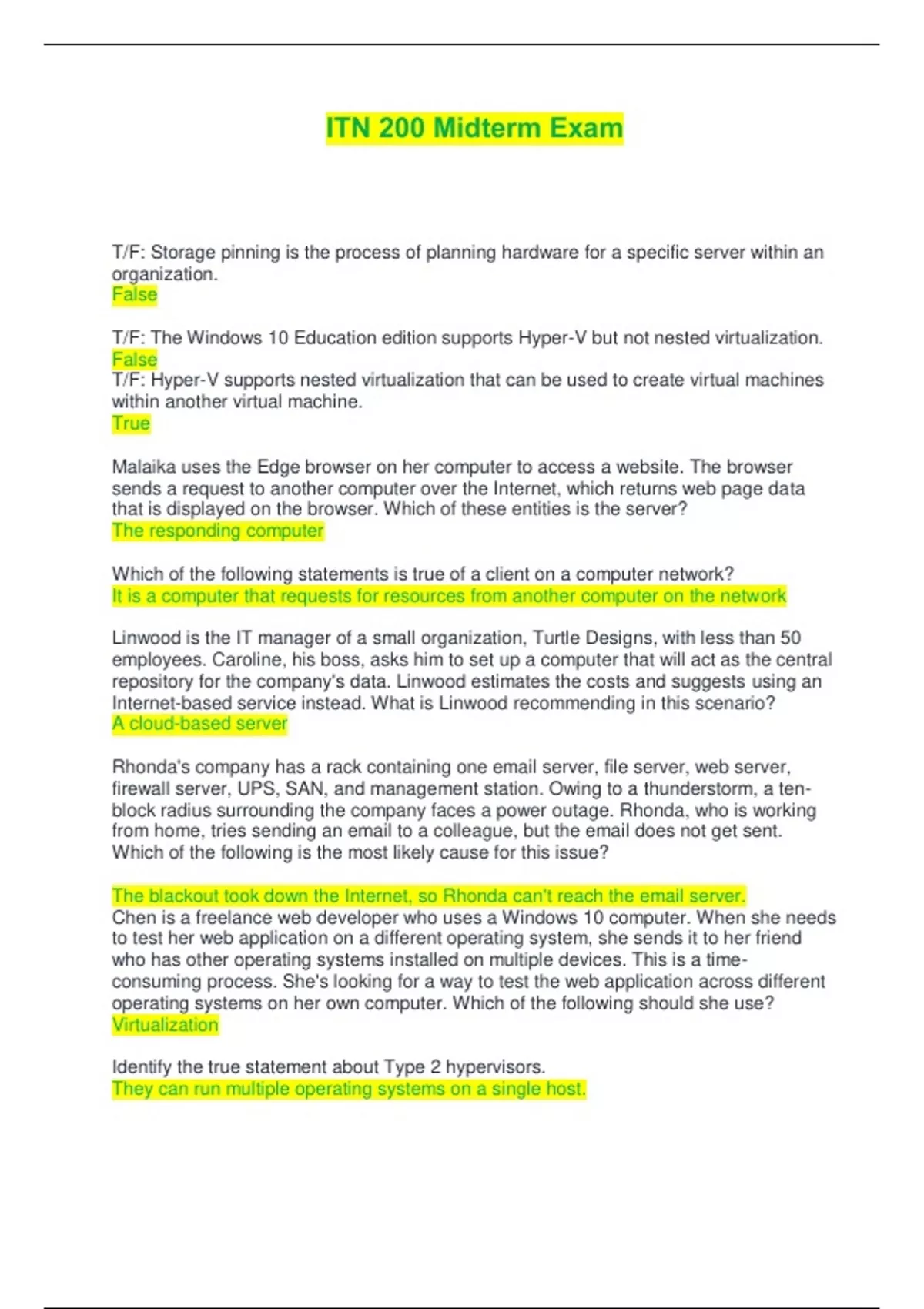ITN 200 Midterm Exam | Questions with Verified Answers - ITN 200 ...