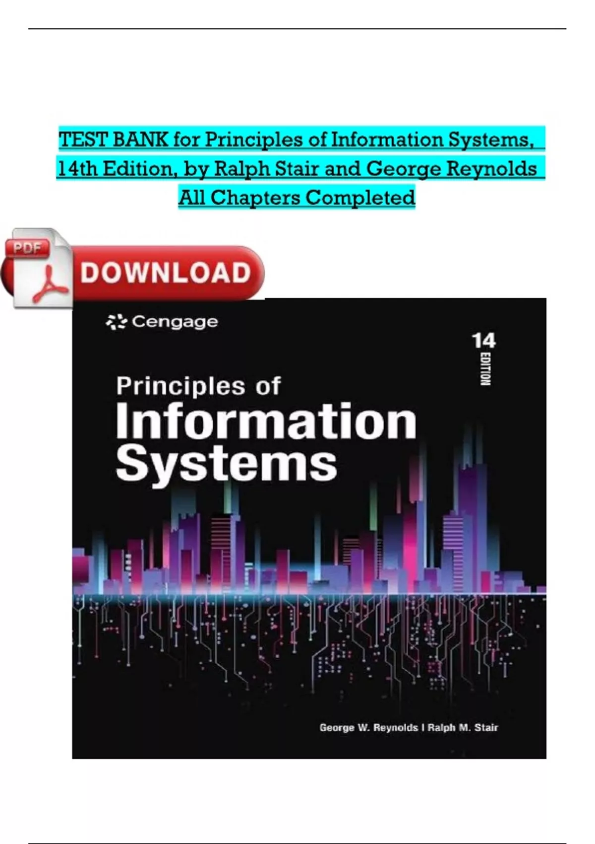 TEST BANK for Principles of Information Systems, 14th Edition, by Ralph ...