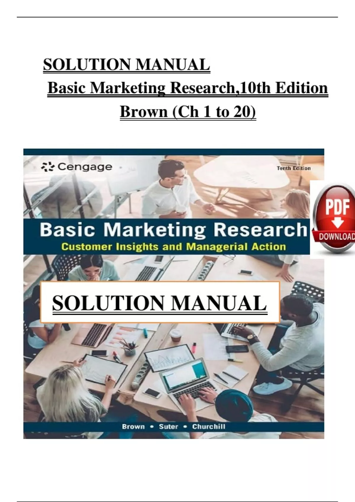 Solutions Manual for Basic Marketing Research, 10th Edition by (Brown), Chapter 1 - 20 Download ...