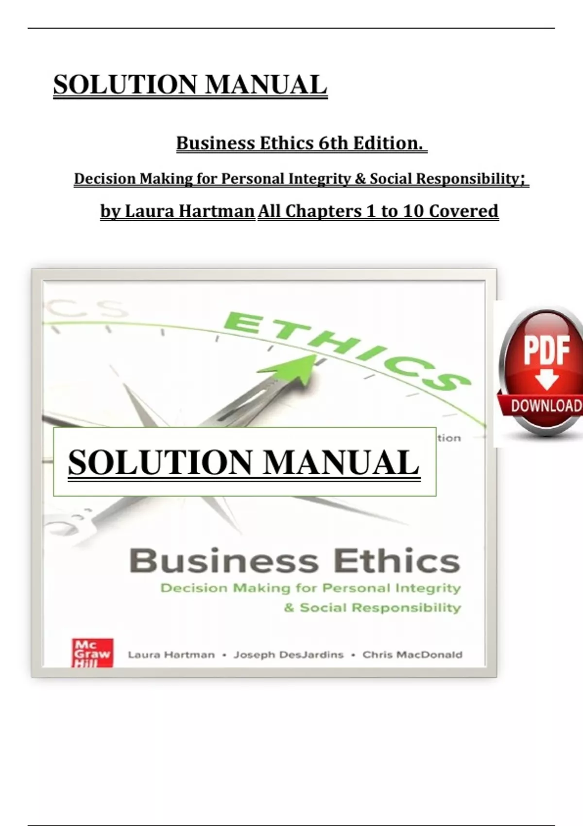 Solutions Manual for Business Ethics: Decision Making for Personal ...