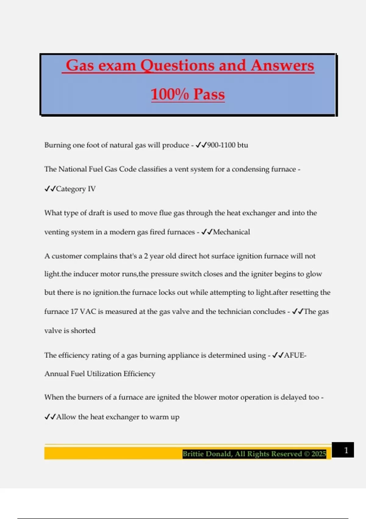Gas exam Questions and Answers 100% Pass - NATE - Stuvia US