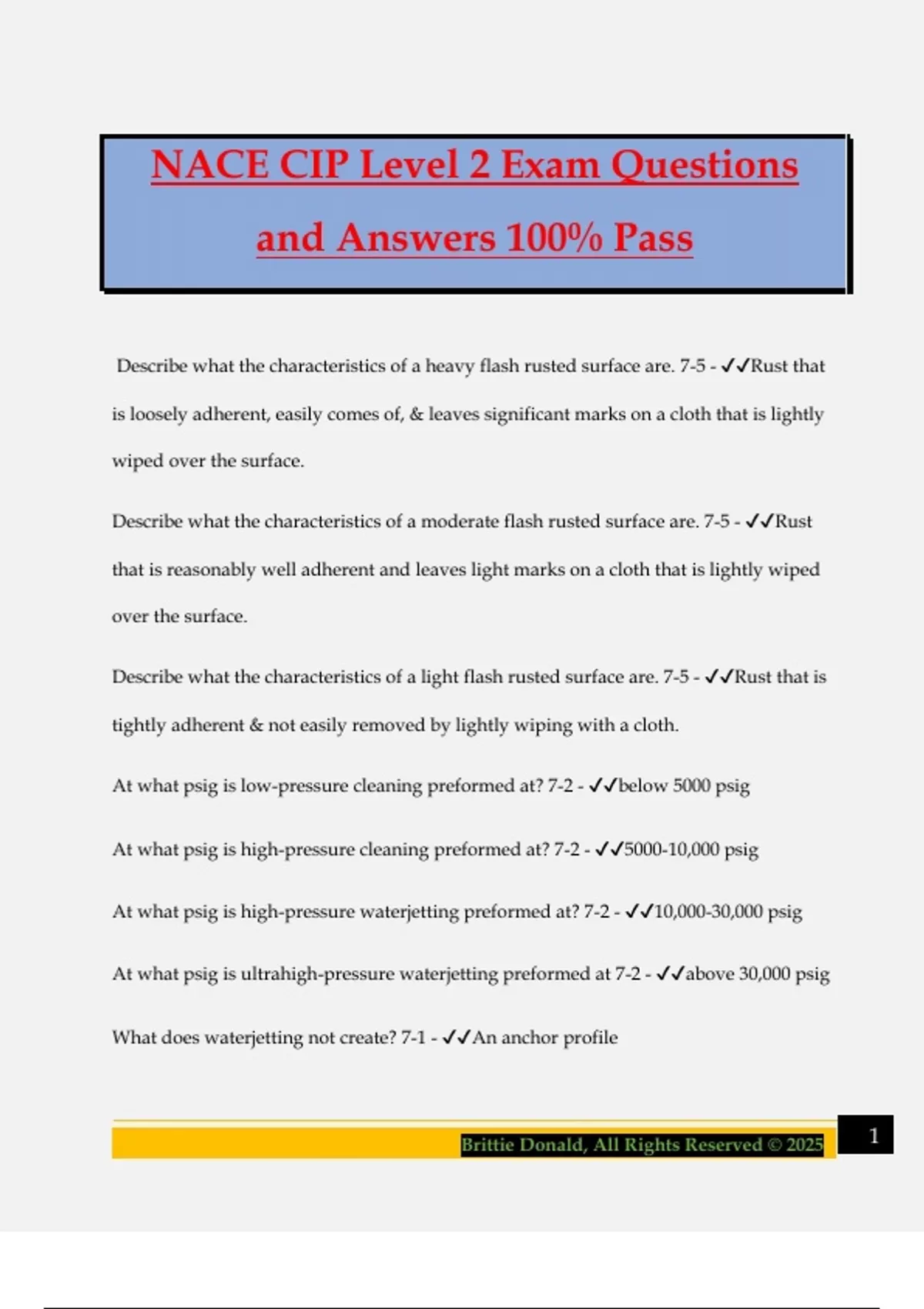 NACE CIP Level 2 Exam Questions and Answers 100% Pass - NACE - Stuvia US