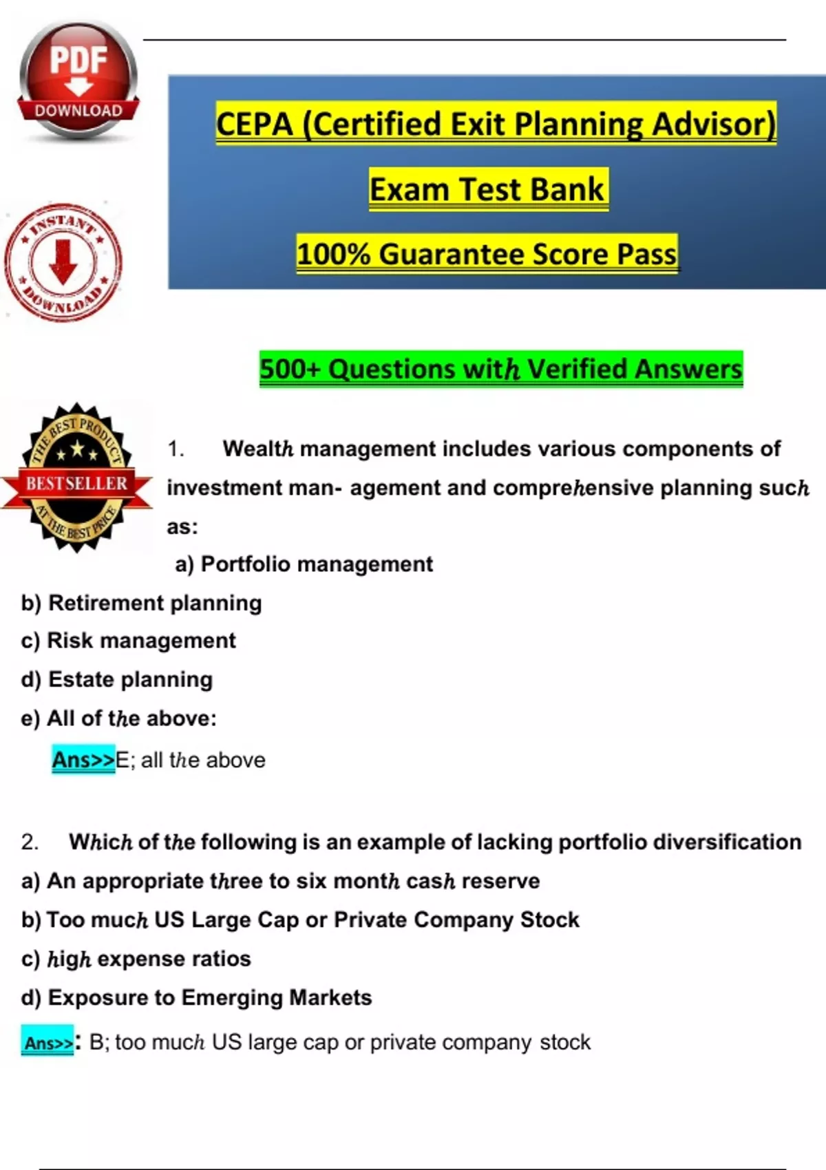 Study Bundle for Certified Exit Planning Advisor (CEPA) Exam with 700+ Practice Questions ...