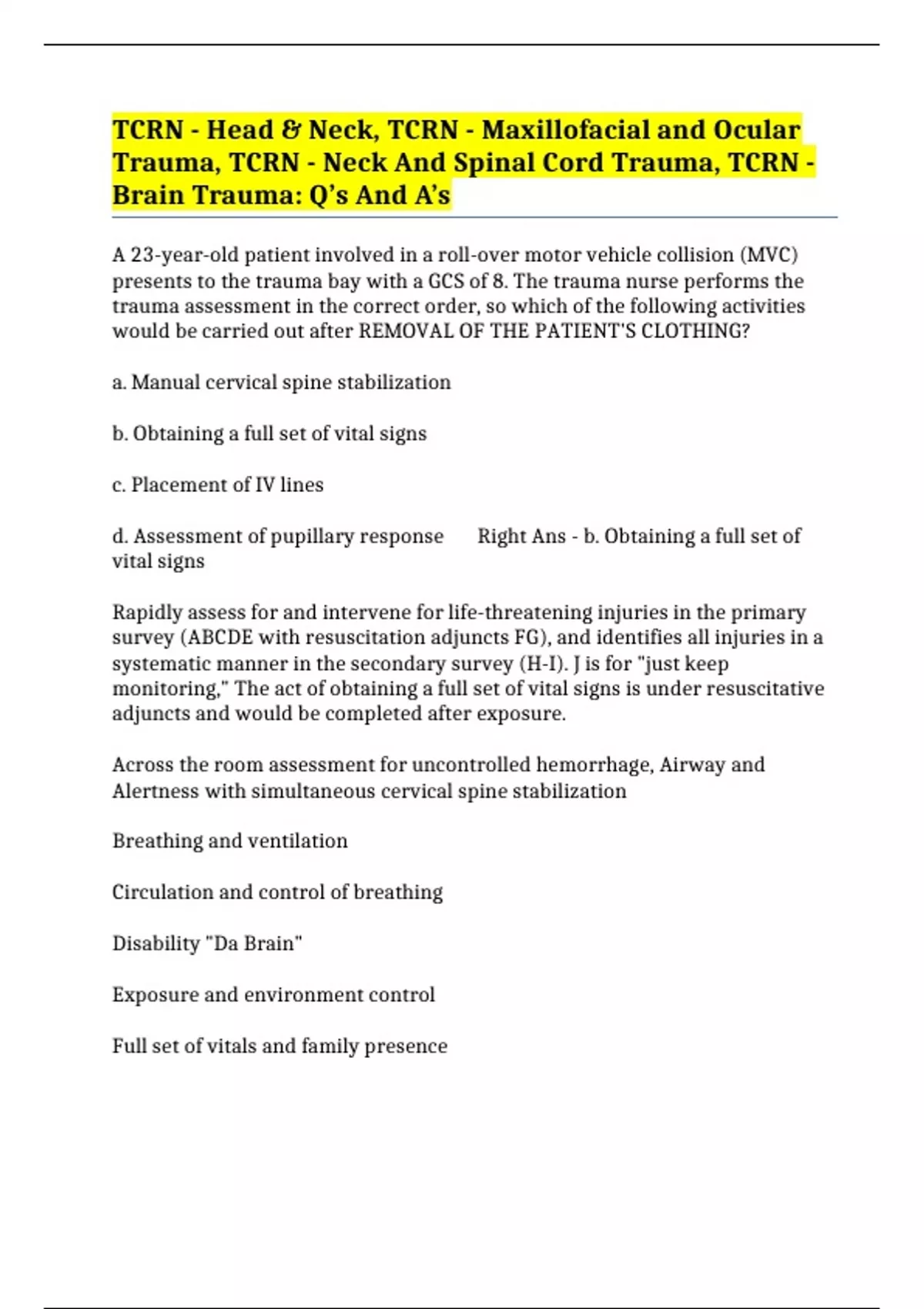 TCRN - Head & Neck, TCRN - Maxillofacial and Ocular Trauma, TCRN - Neck ...