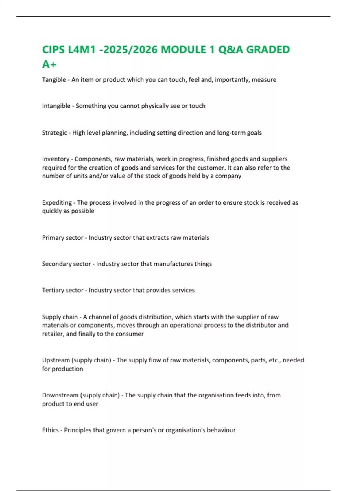 CIPS L4M1 -2025/2026 MODULE 1 Q&A GRADED A+ - CIPS - Stuvia US