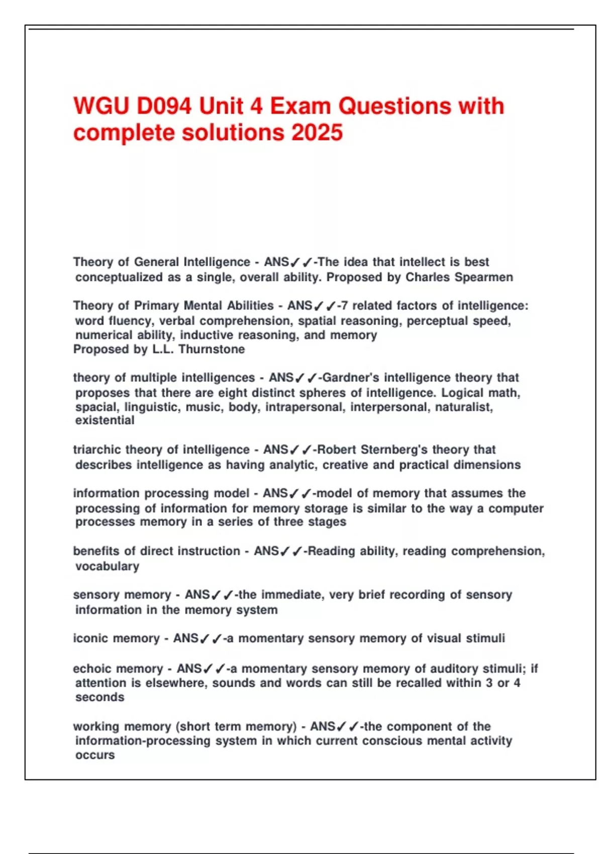 WGU D094 Unit 4 Exam Questions with complete solutions 2025. - WGU D094 ...