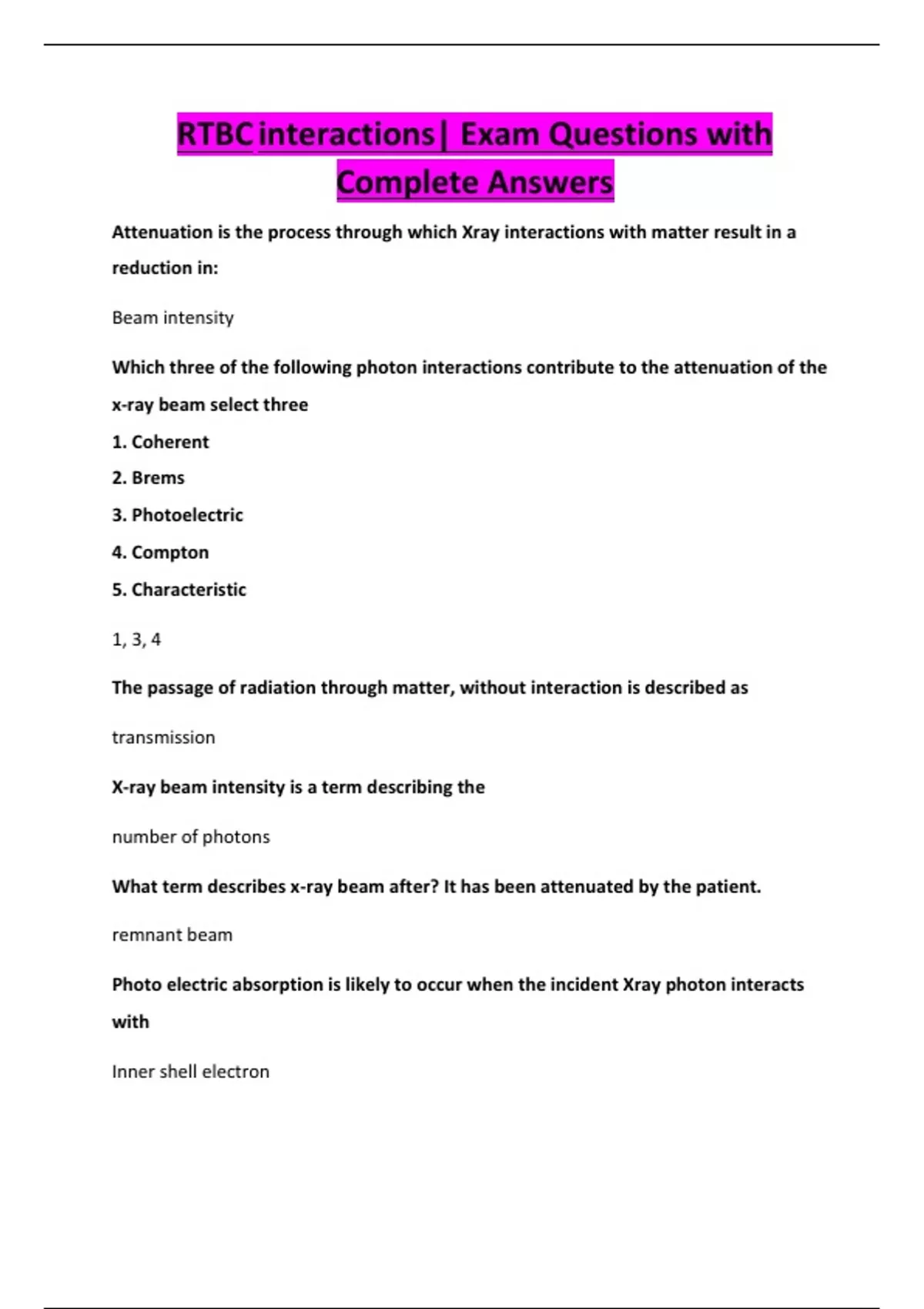 RTBC interactions| Exam Questions with Complete Answers - RBTC - Stuvia US
