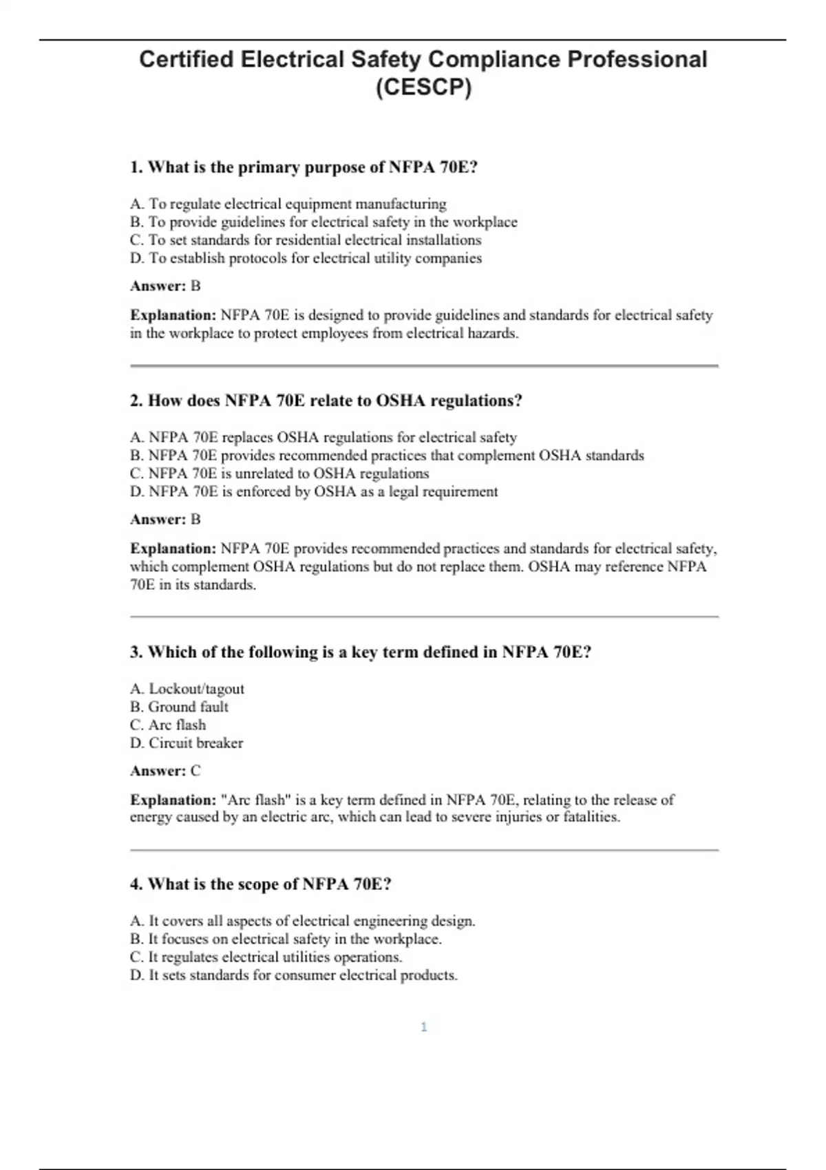 Certified Electrical Safety Compliance Professional (CESCP) - Computer ...
