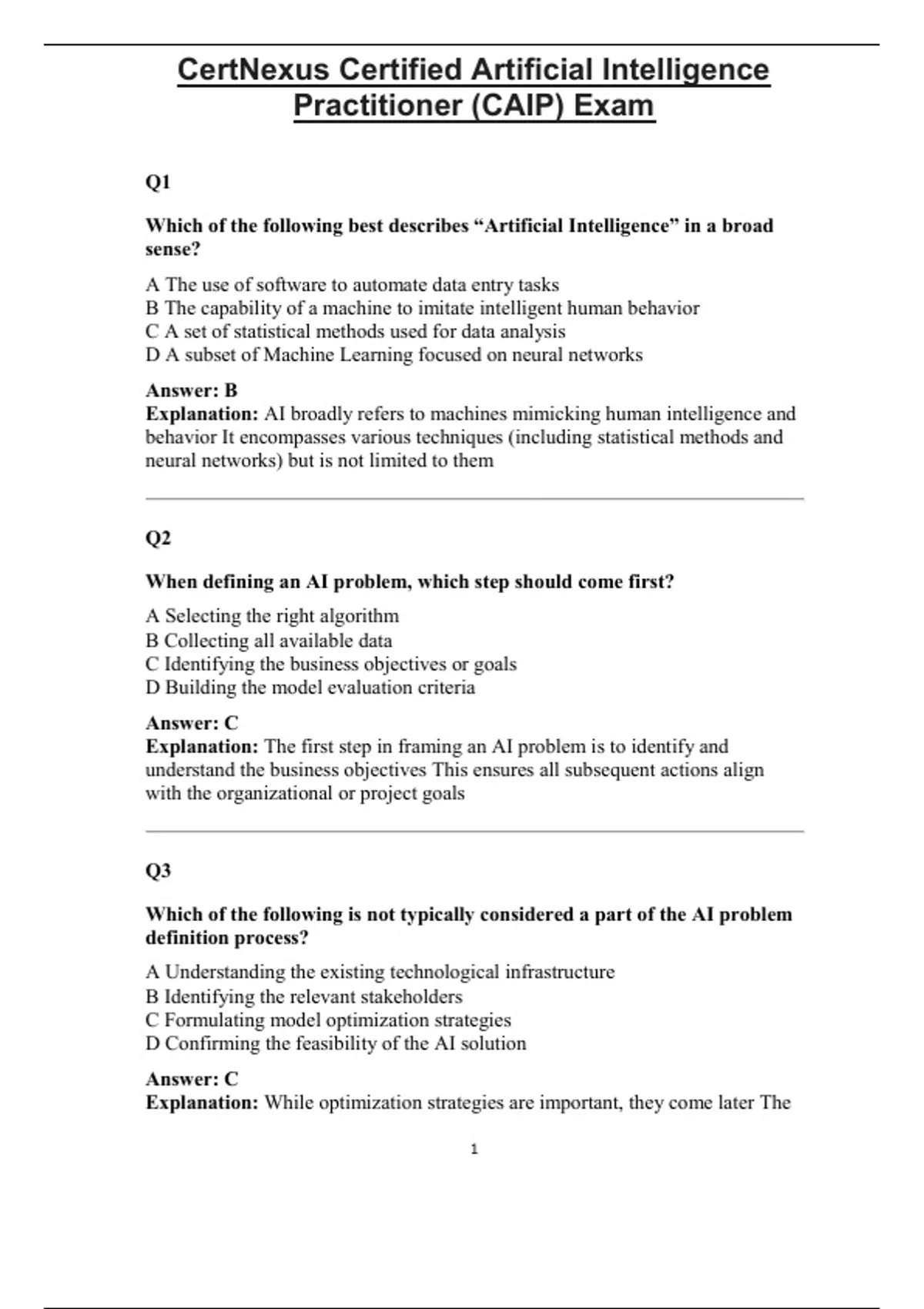 CertNexus Certified Artificial Intelligence Practitioner (CAIP) - Computer Tech - Stuvia US