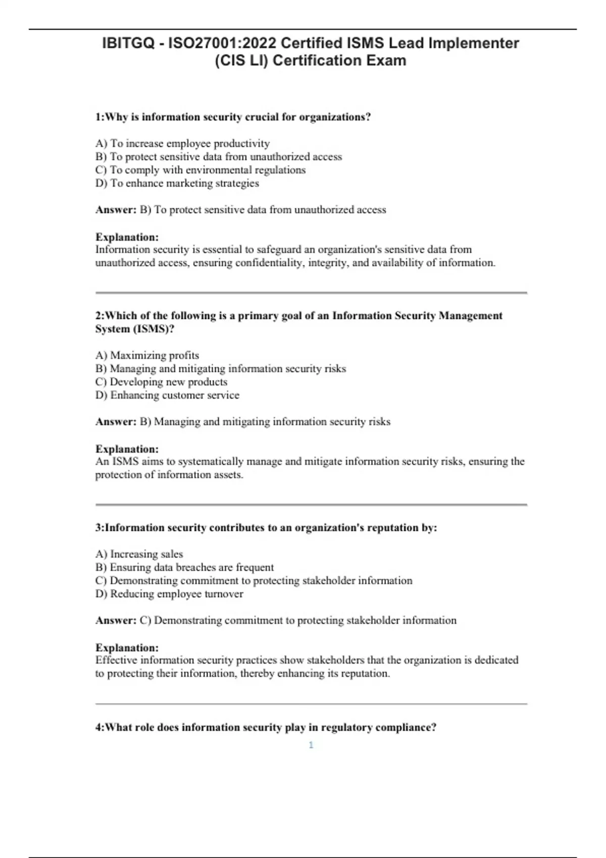 IBITGQ - ISO Certified ISMS Lead Implementer (CIS LI) Certification ...