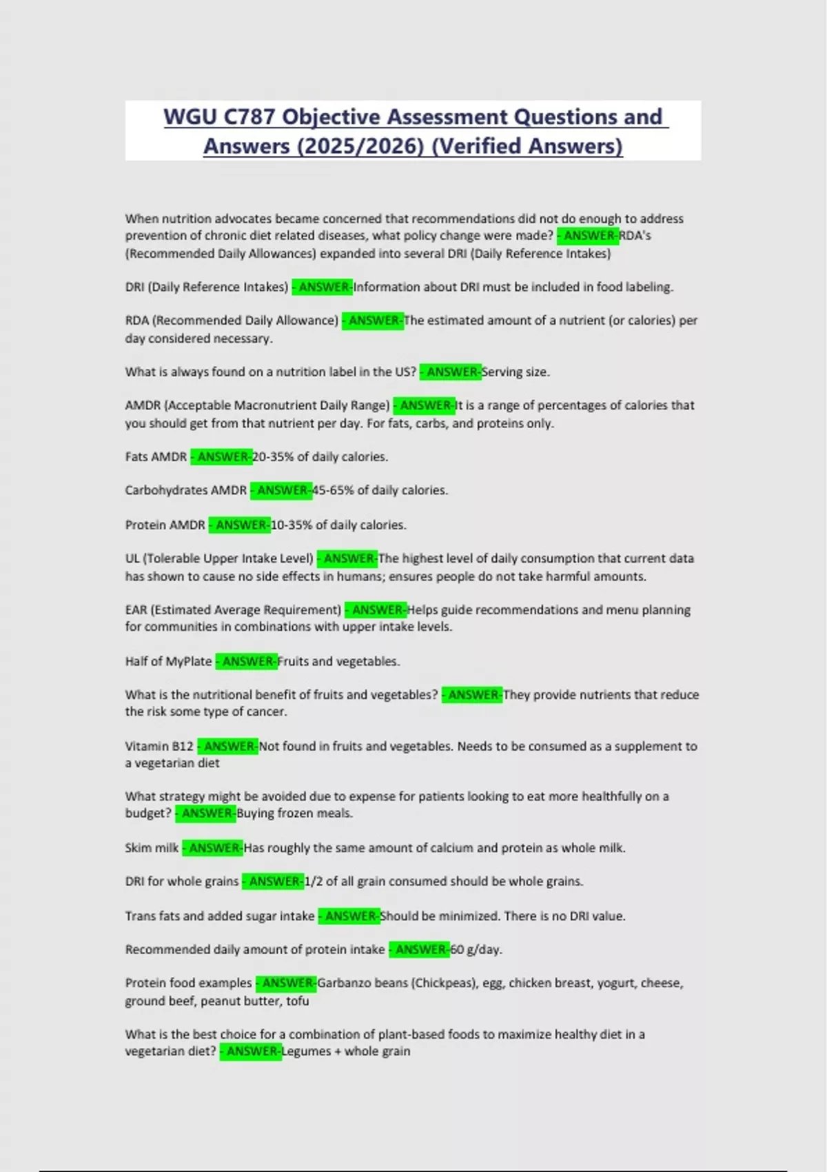 WGU C787 Objective Assessment Questions and Answers (2025/2026 ...