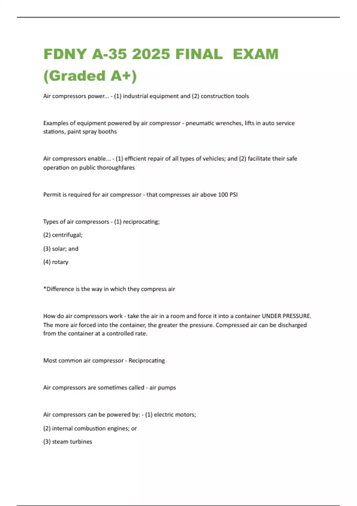 FDNY A-35 2025 FINAL EXAM (Graded A+) - Fdny a-35 - Stuvia US