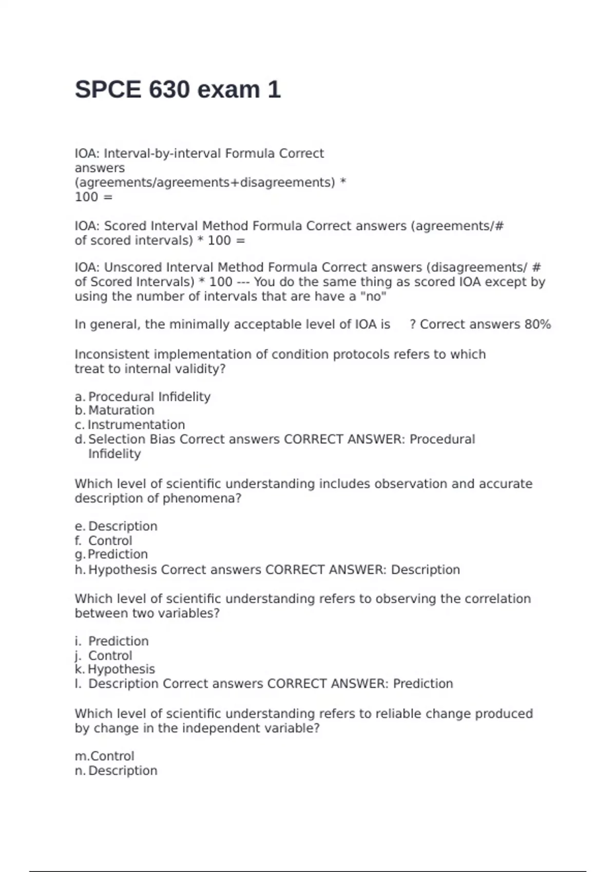 SPCE 630 exam with 100% correct answers 2025 - SPCE 630 exa - Stuvia US