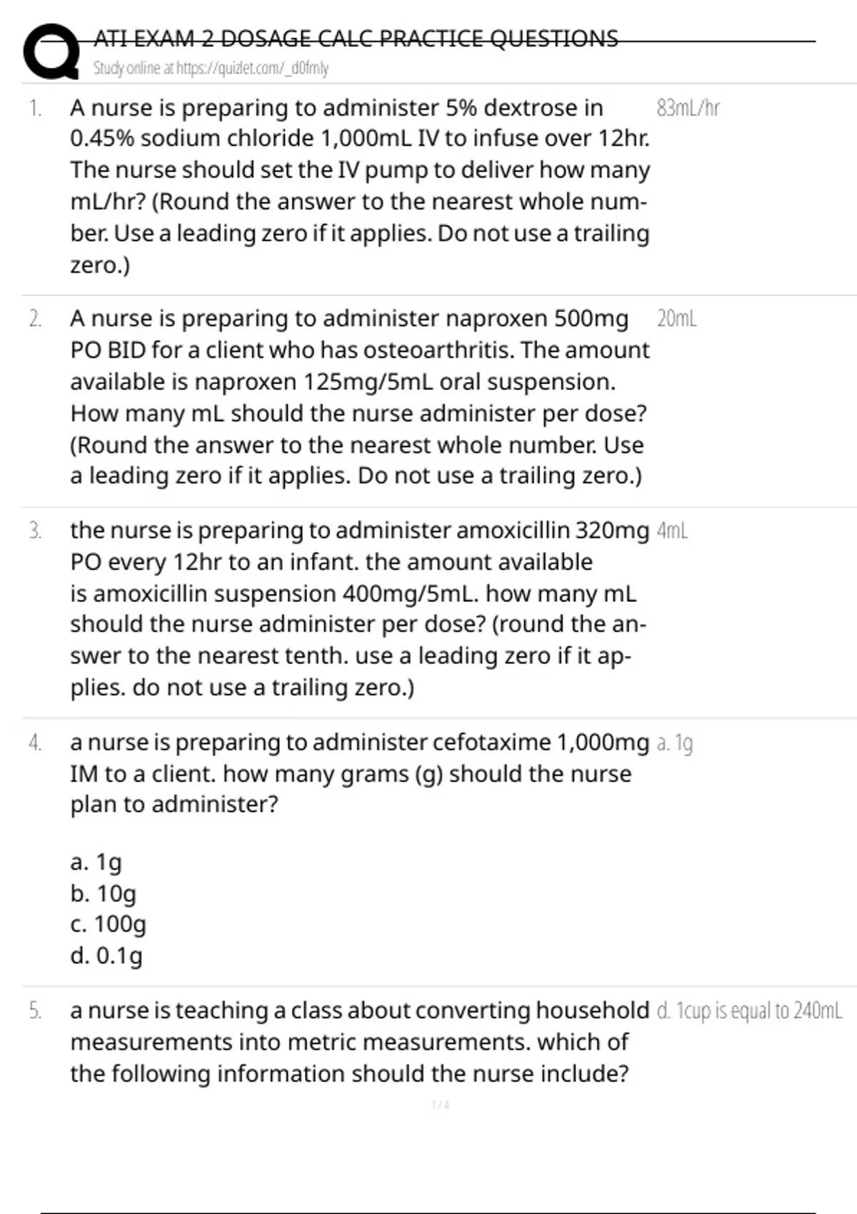 ATI EXAM 2 DOSAGE CALC PRACTICE QUESTIONS| 2025 updated version ...