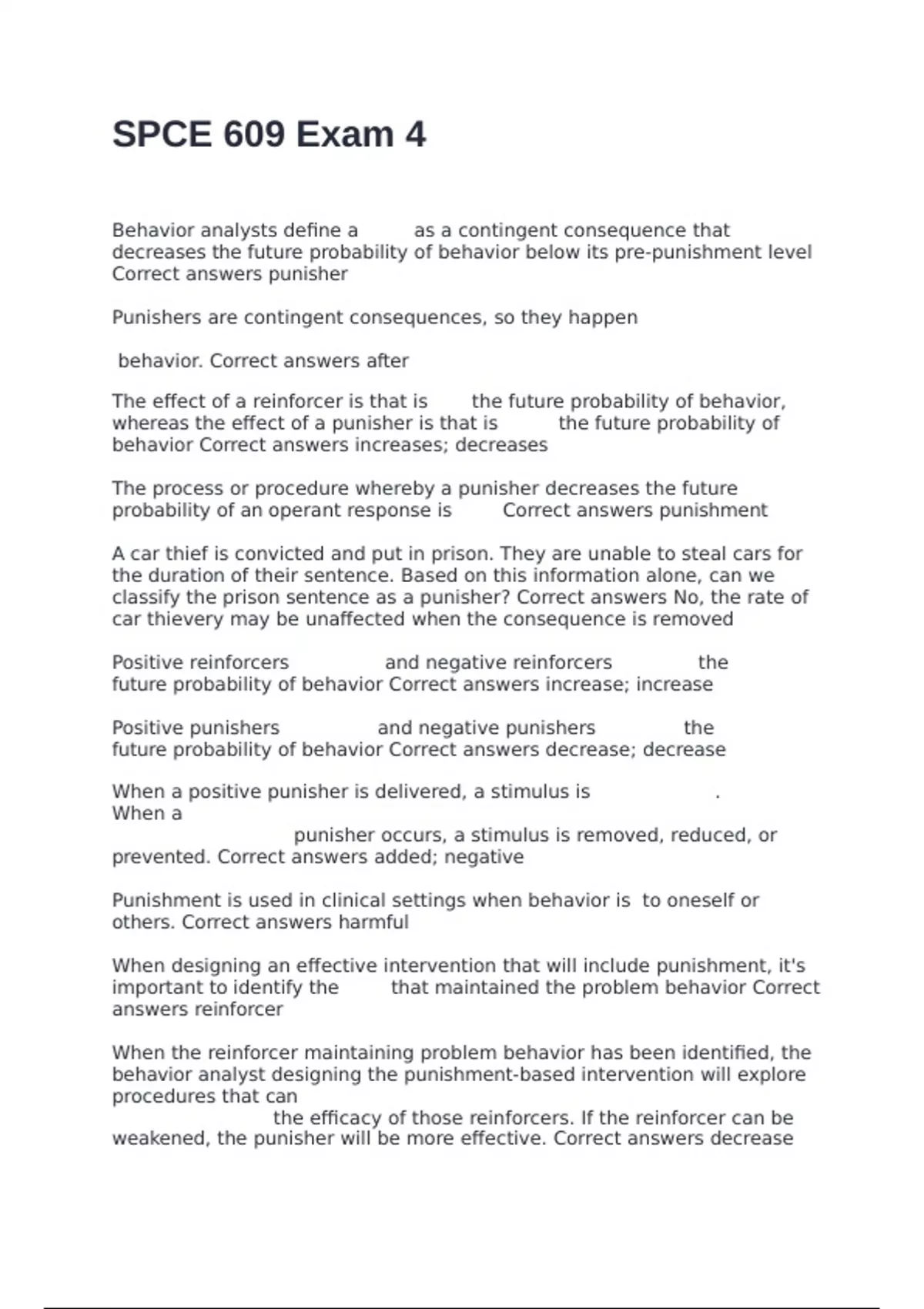 SPCE 609 Exam with 100% correct answers 2025 - SPCE 609 Exa - Stuvia US