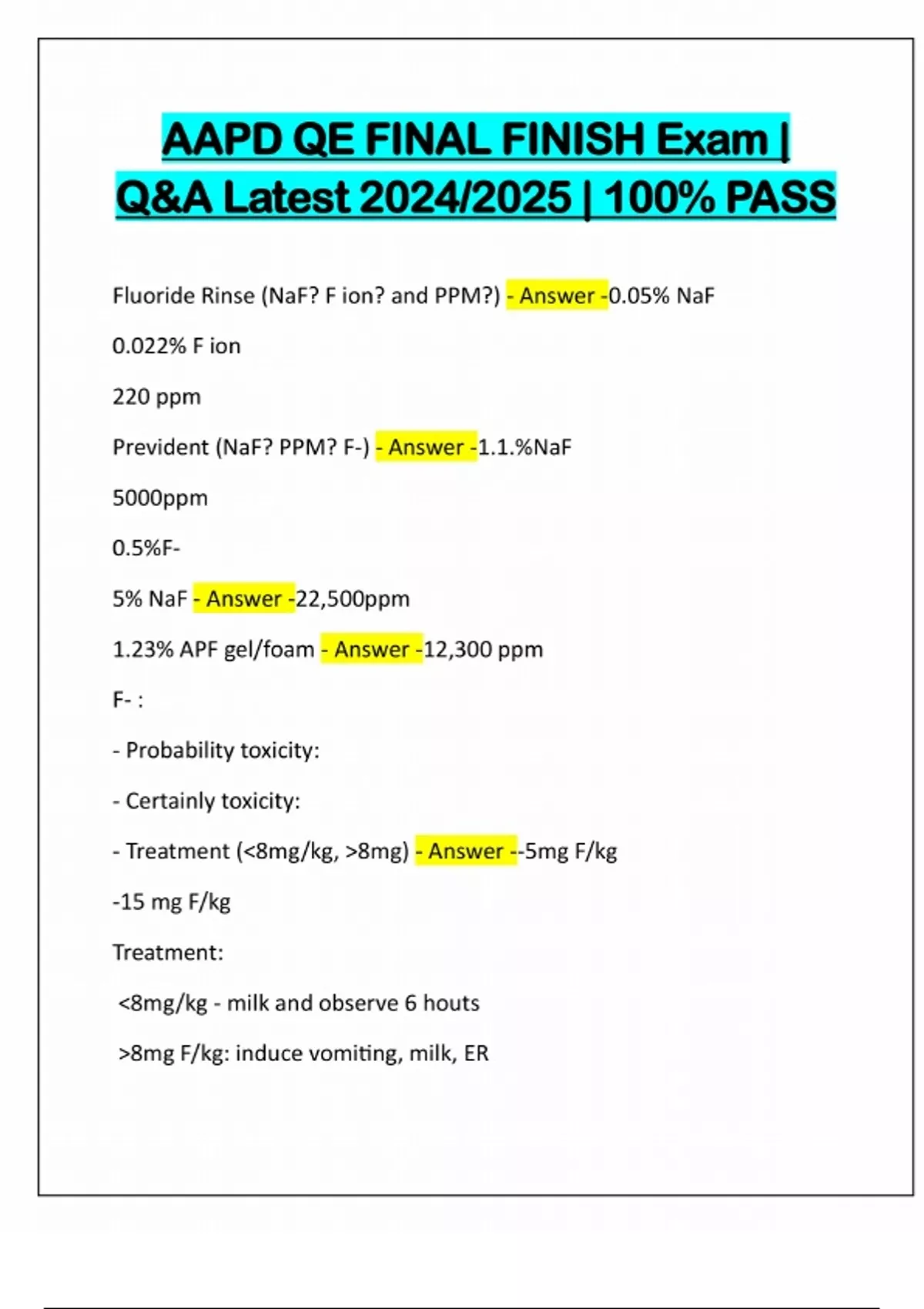 AAPD QE FINAL FINISH Exam | Q&A Latest 2024/2025 | 100% PASS - AAPD ...
