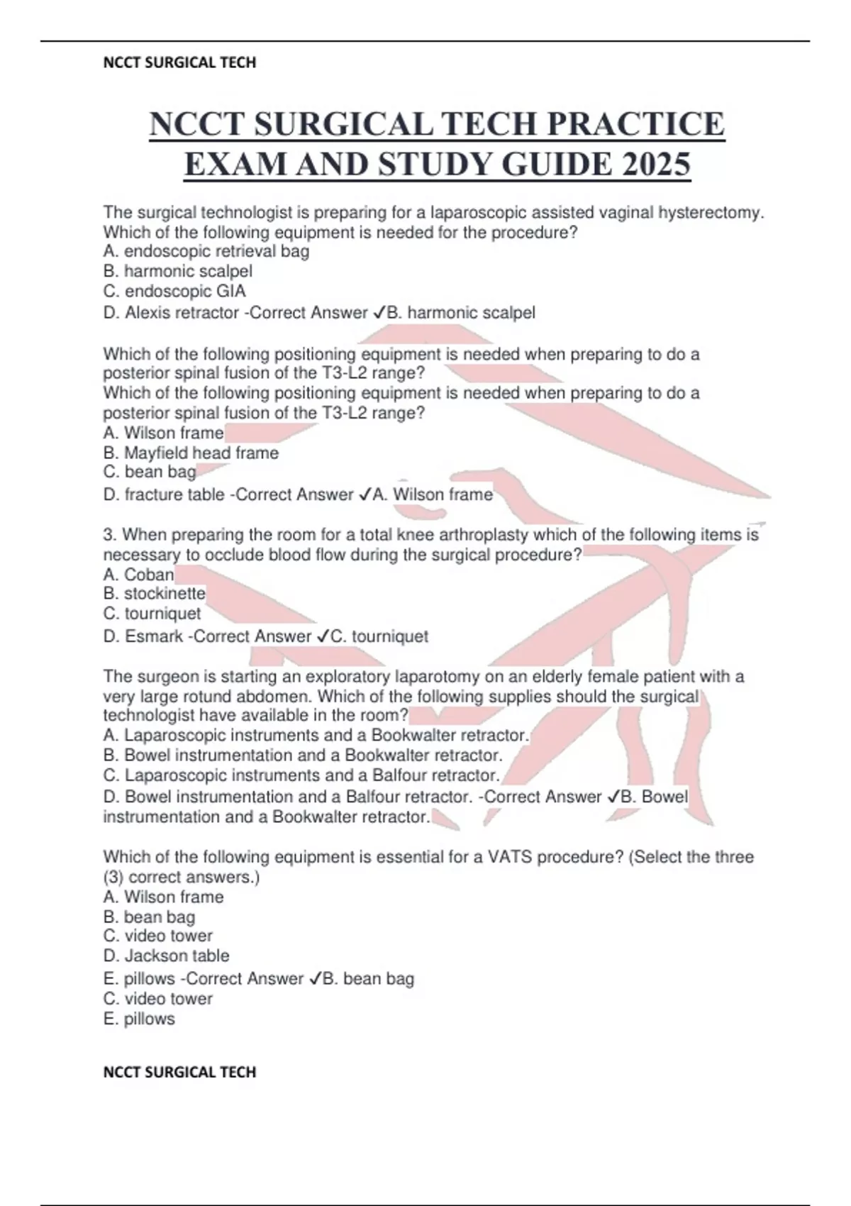 NCCT SURGICAL TECH PRACTICE EXAM AND STUDY GUIDE 2025 - NCCT SURGICAL ...