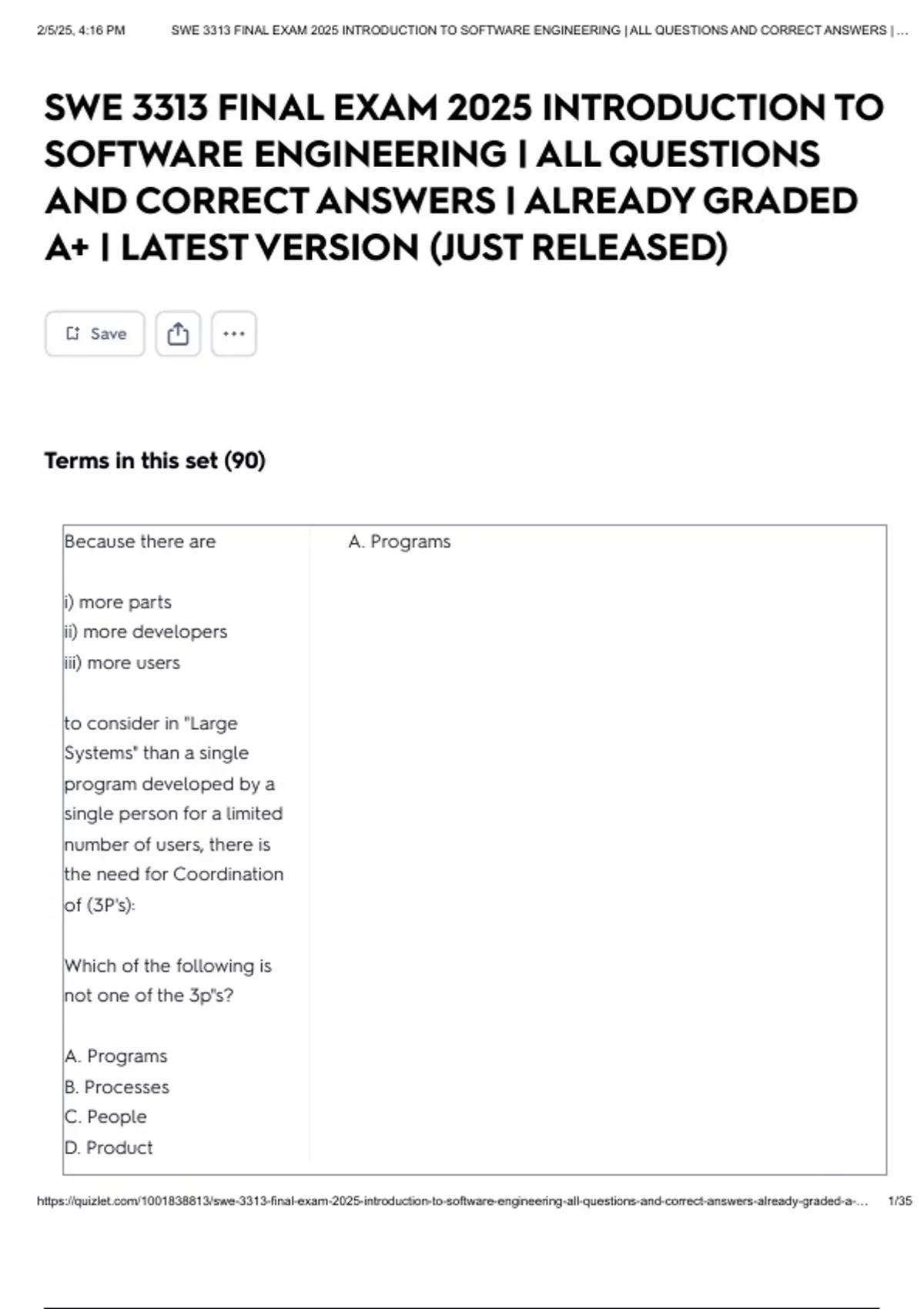 SWE 3313 FINAL EXAM 2025 INTRODUCTION TO SOFTWARE ENGINEERING | ALL ...