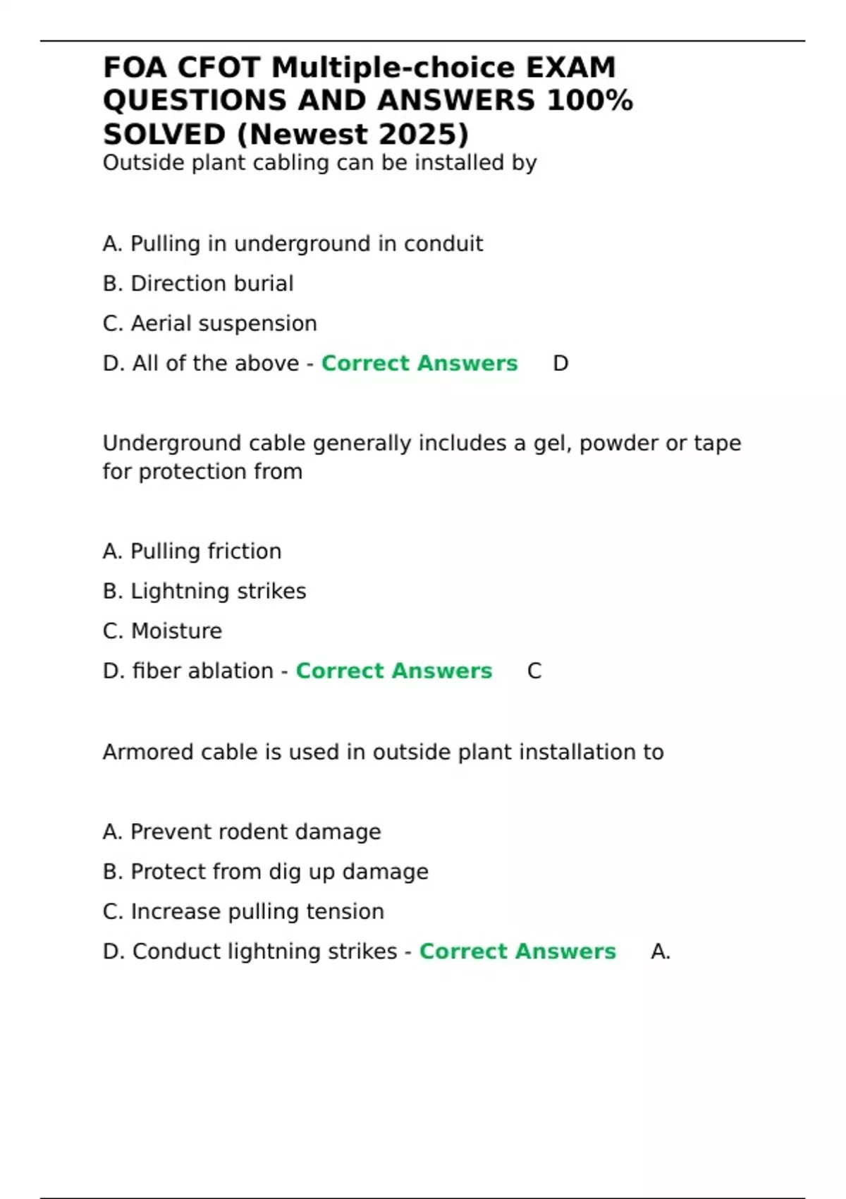 FOA CFOT Multiple-choice EXAM QUESTIONS AND ANSWERS 100- SOLVED (Newest ...