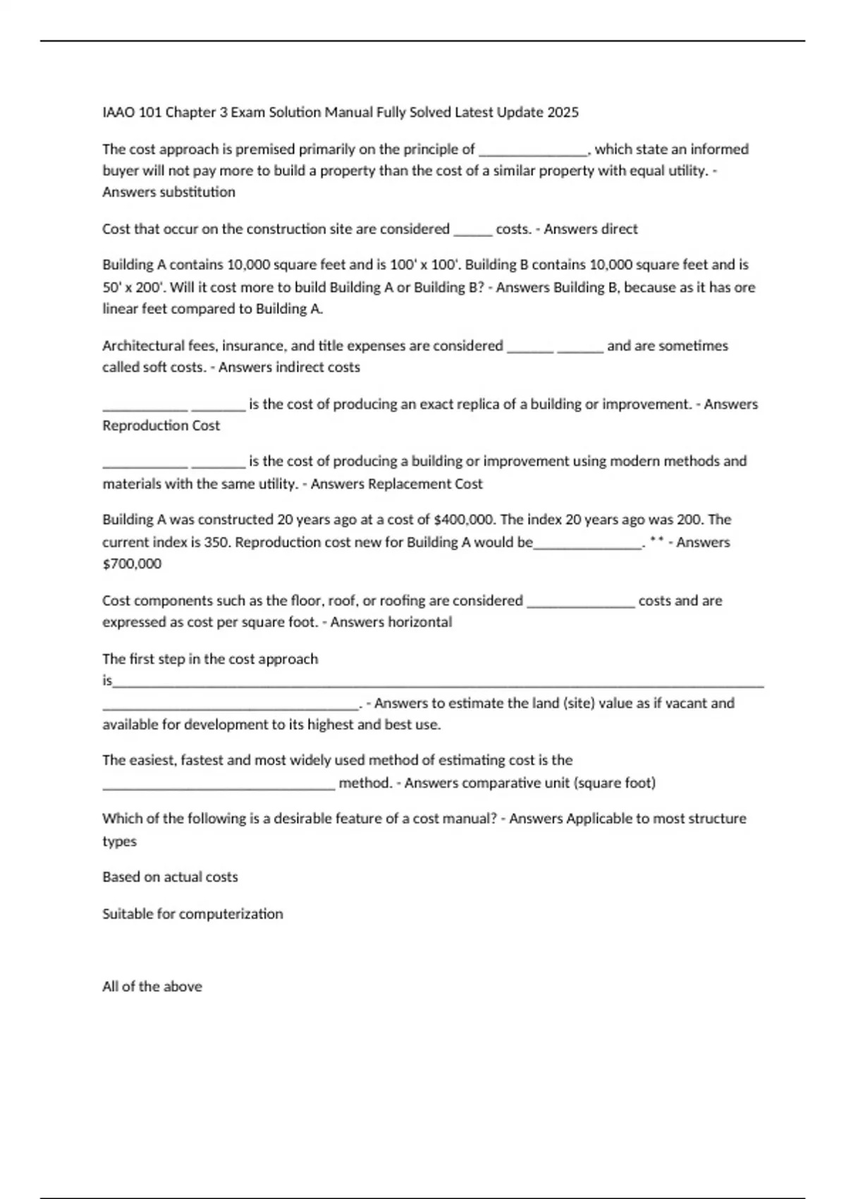 IAAO 101 Chapter 3 Exam Solution Manual Fully Solved Latest Update 2025 ...