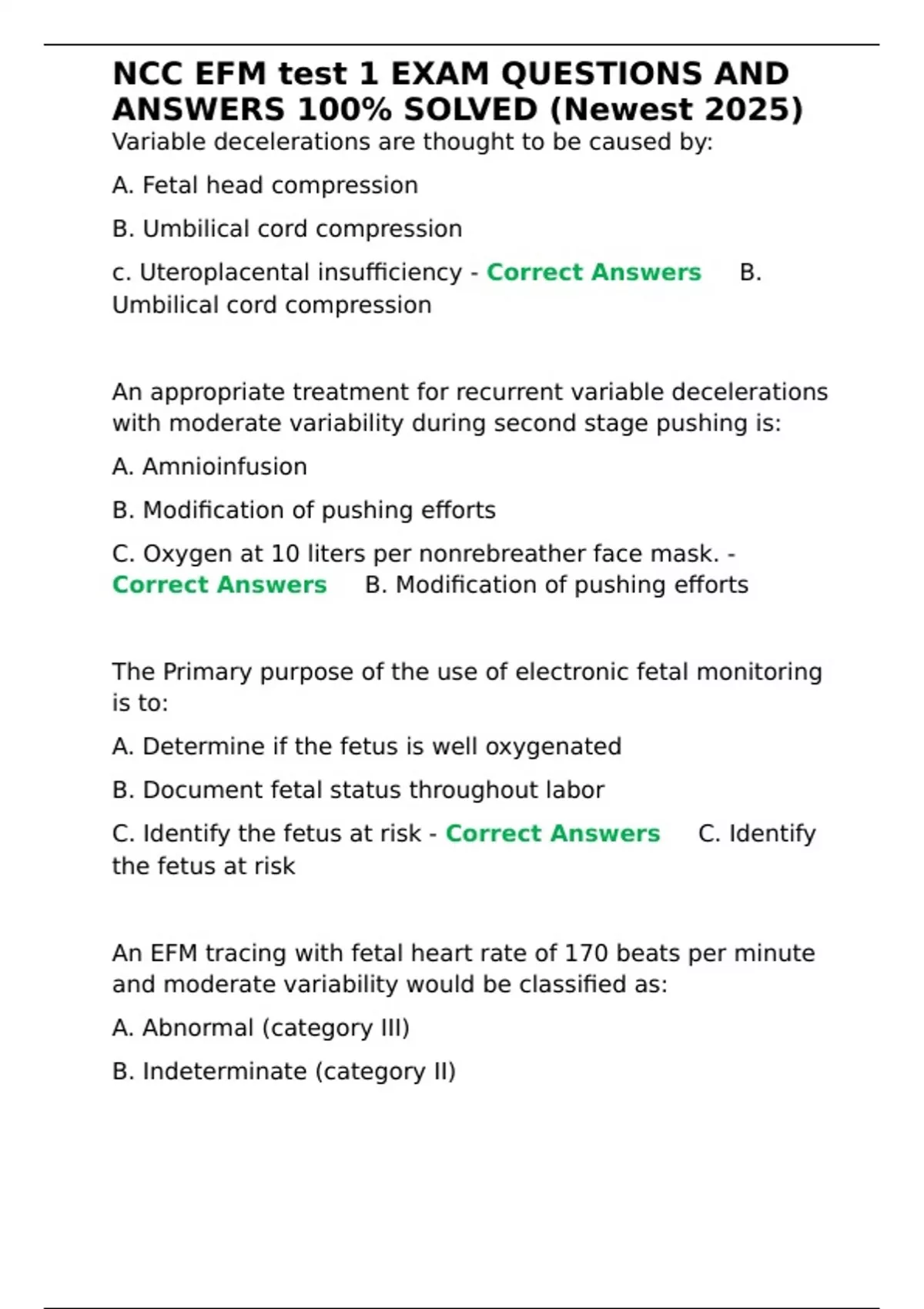 NCC EFM test 1 EXAM QUESTIONS AND ANSWERS 100- SOLVED (Newest 2025 ...