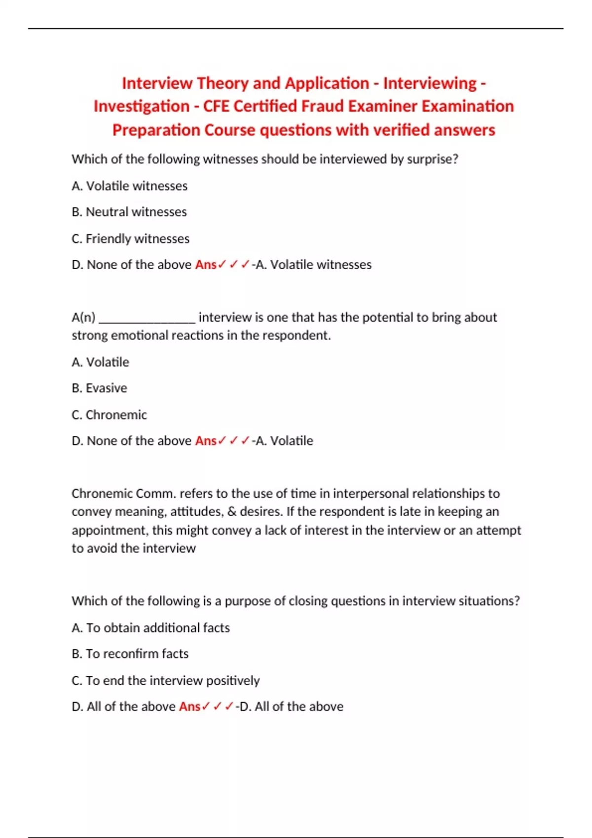 Interview Theory and Application - Interviewing - Investigation - CFE ...