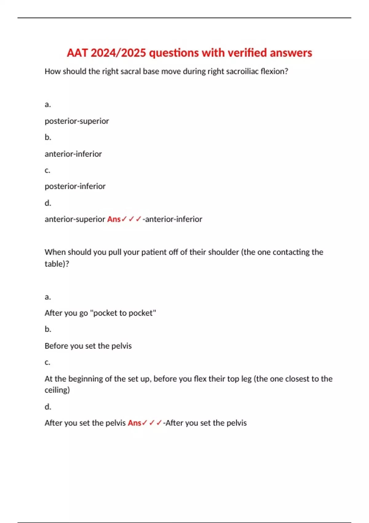 AAT 2024/2025 questions with verified answers - AAT - Stuvia US
