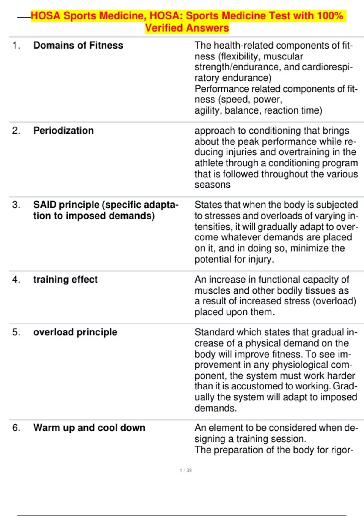 HOSA Sports Medicine, HOSA: Sports Medicine Test with 100% Verified ...