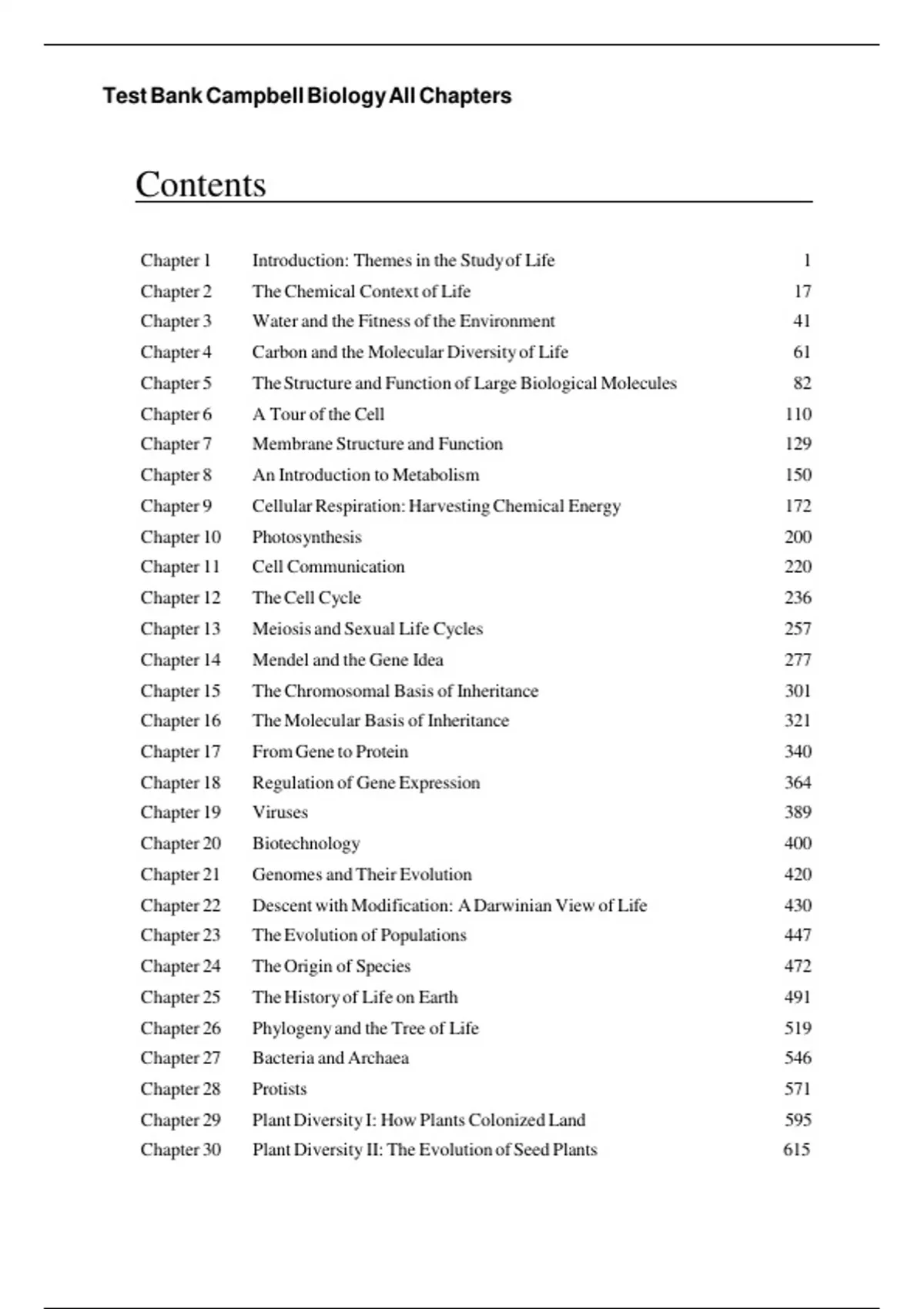 Test Bank Campbell Biology All Chapters || Complete Guide. - Campbell ...