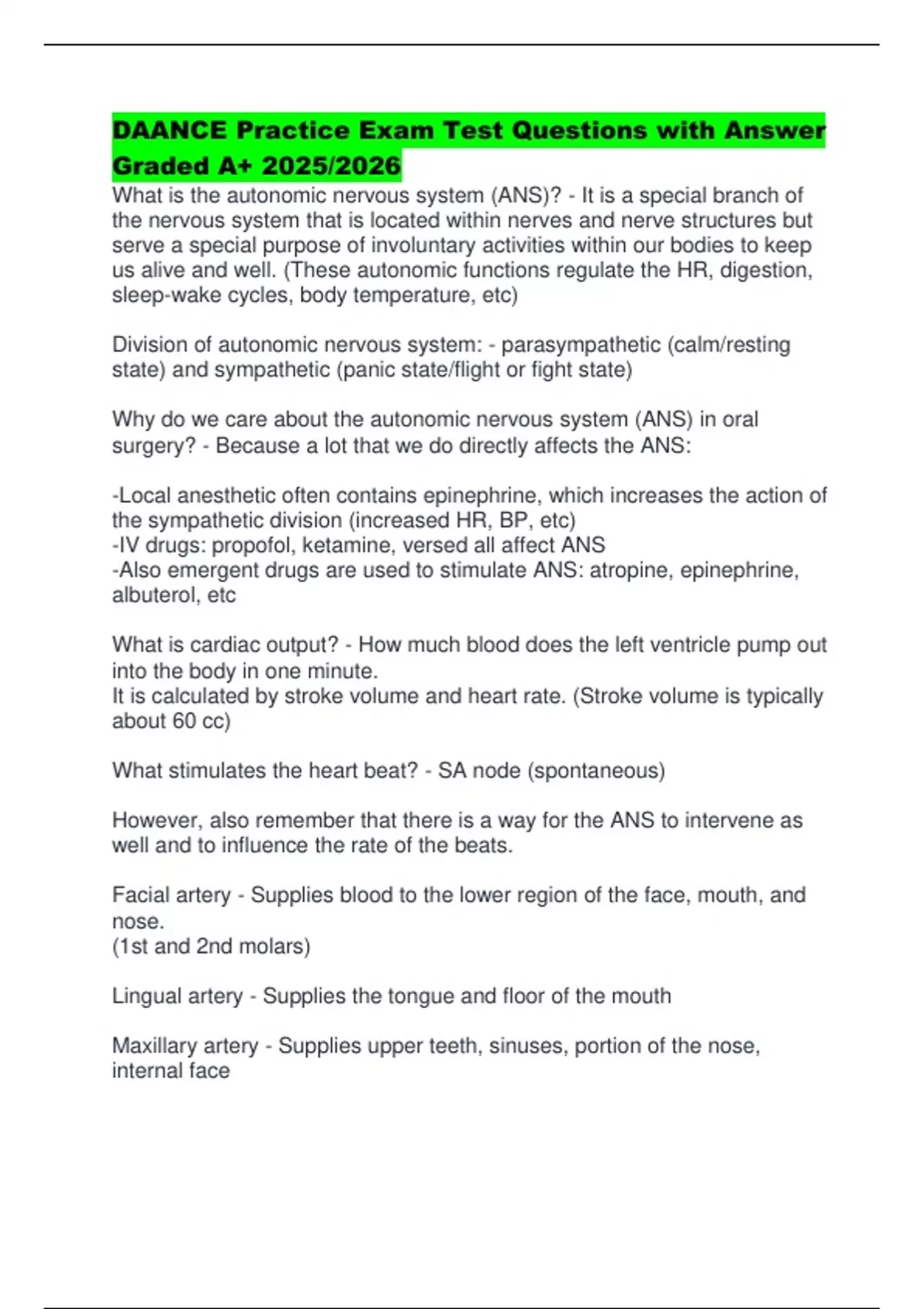 DAANCE Final Exam Test Questions with Answer Graded A+ 2025/2026 What ...