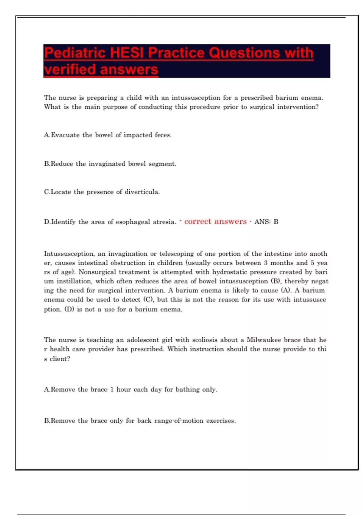 Pediatric HESI Practice Questions with verified answers - HESI ...