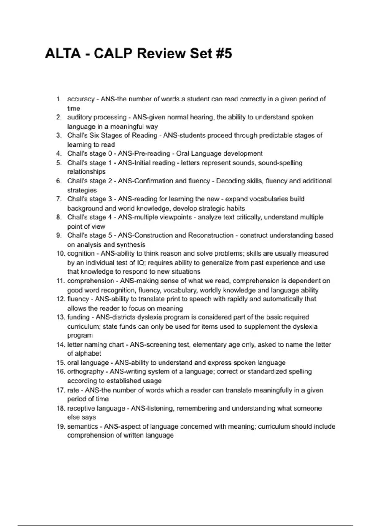 ALTA - CALP Review Set #5 NEWEST 2025/2026 ACTUAL EXAM COMPLETE ...