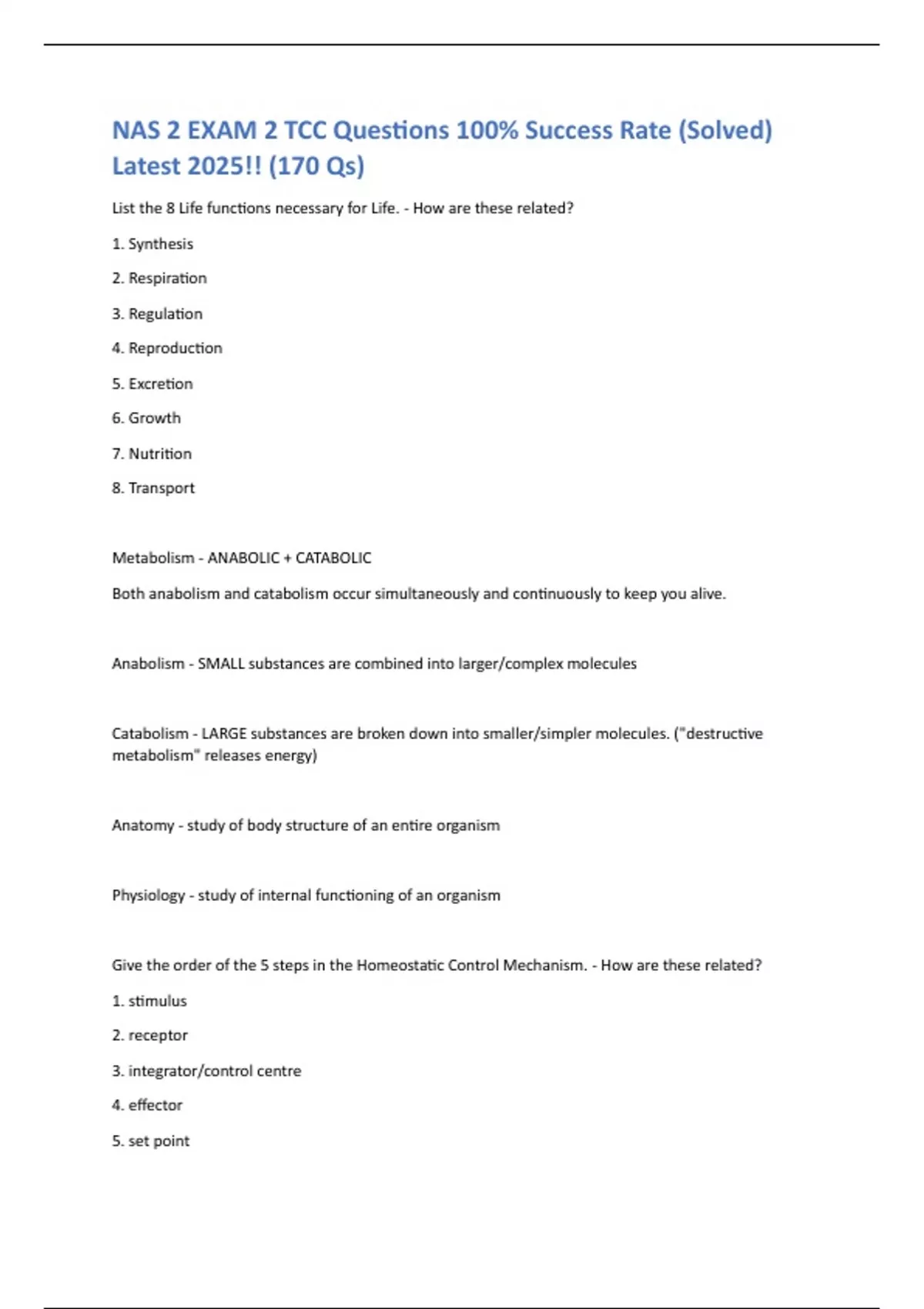 NAS 2 EXAM 2 TCC Questions 100% Success Rate (Solved) Latest 2025 ...
