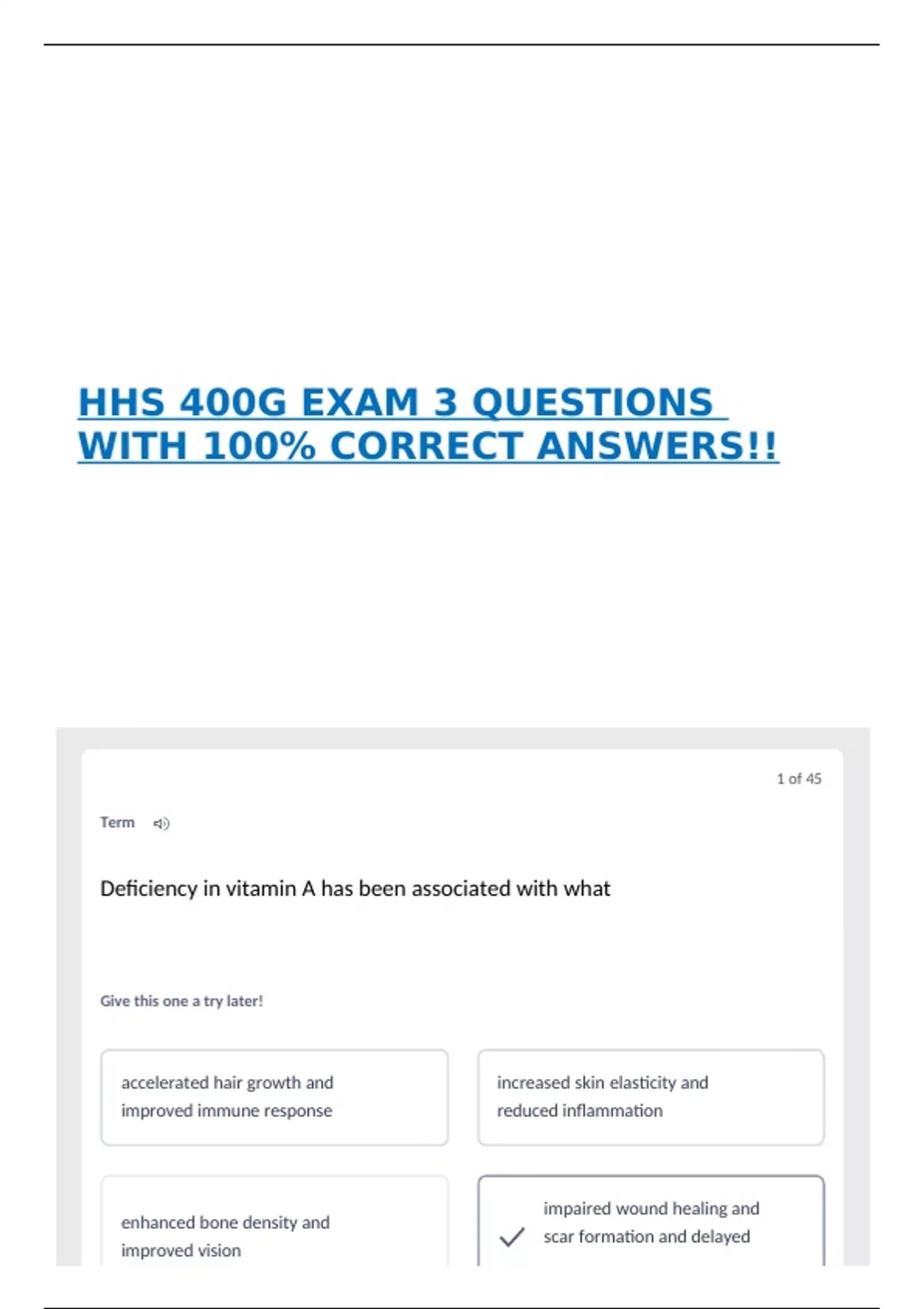 HHS 400G EXAM 3 QUESTIONS WITH 100% CORRECT ANSWERS!! - HHS 400G ...