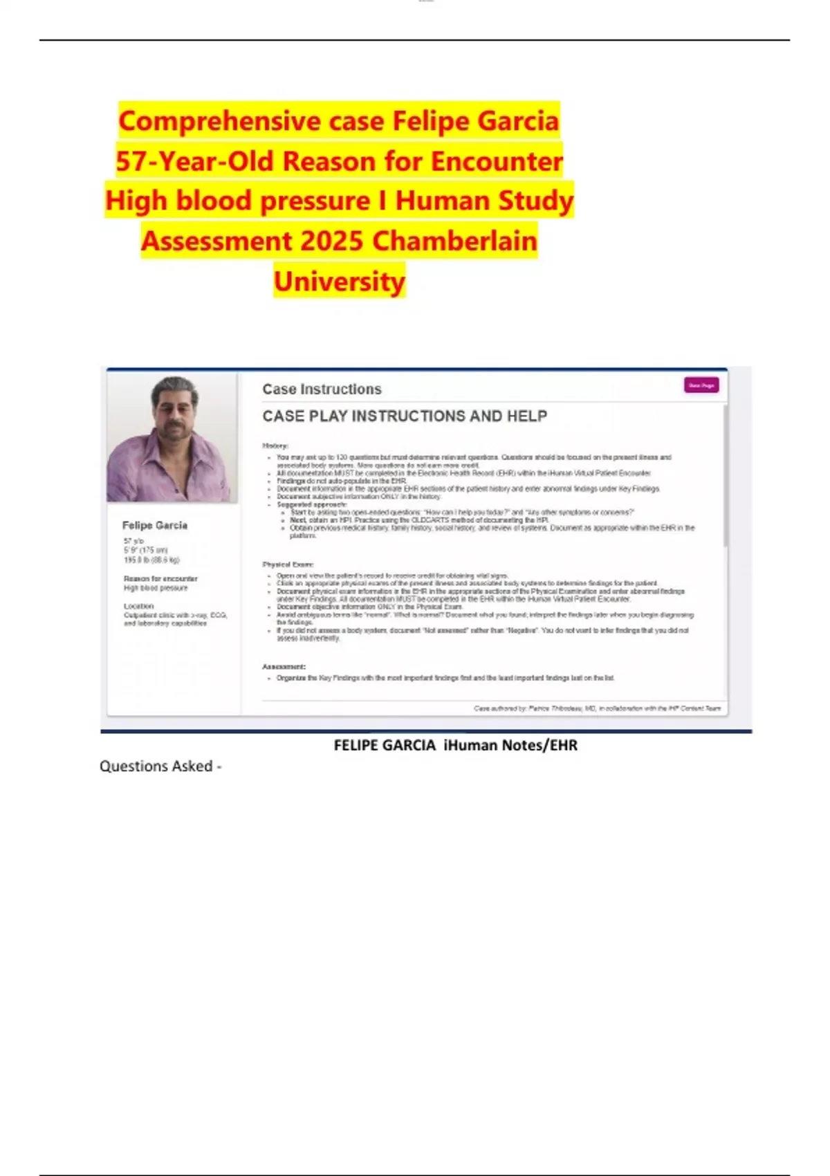 Comprehensive i-Human Case Study: 28-Year-Old Male Presenting with ...