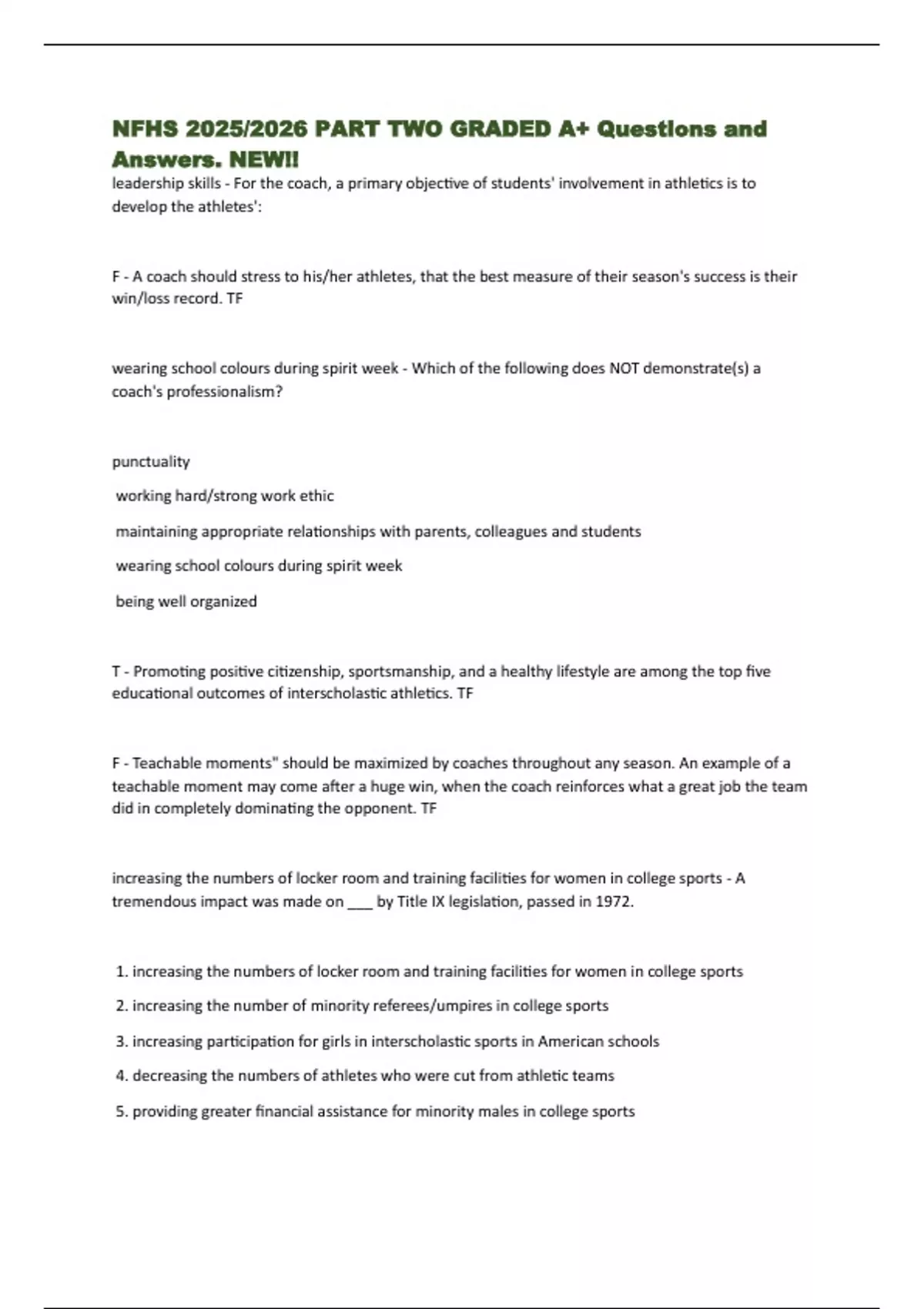 NEW 2025/2026 Exam 1 NFHS Football Test – The Most Reliable Study Guide ...