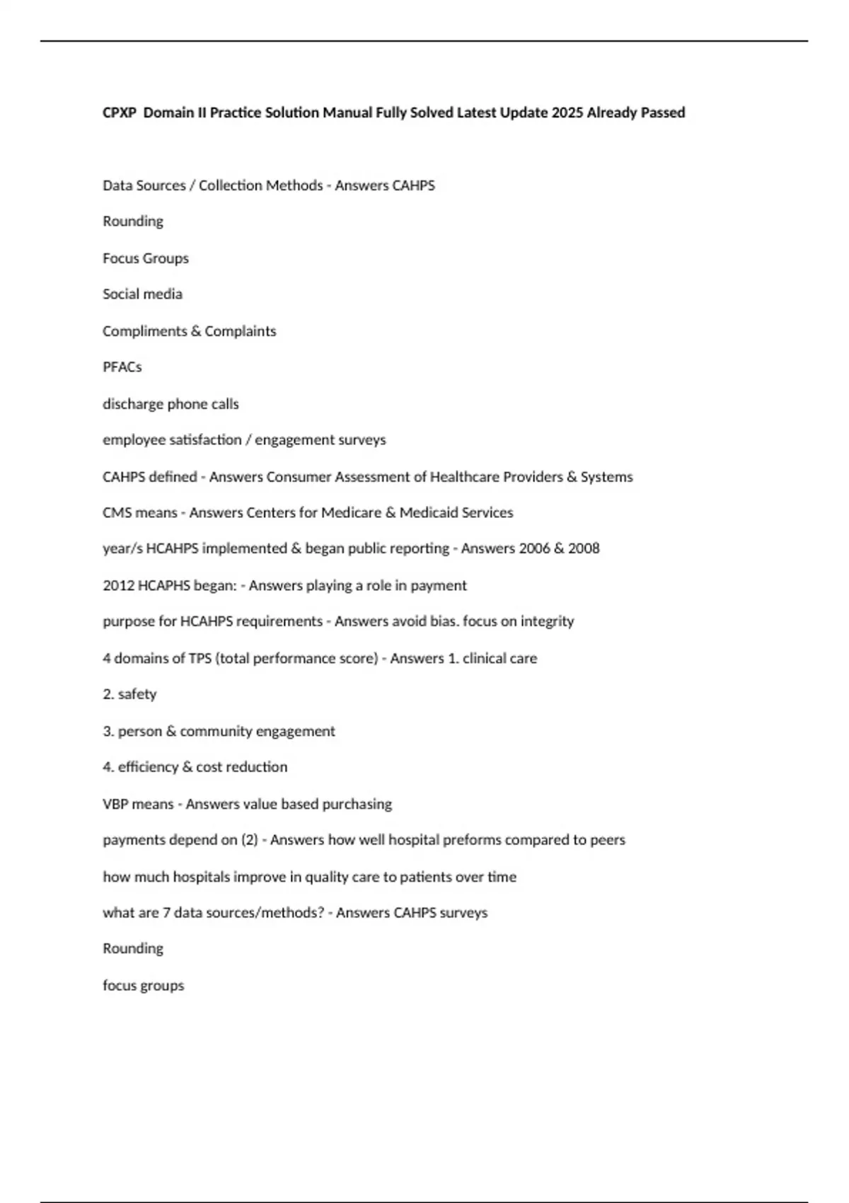 CPXP Domain II Practice Solution Manual Fully Solved Latest Update 2025 ...