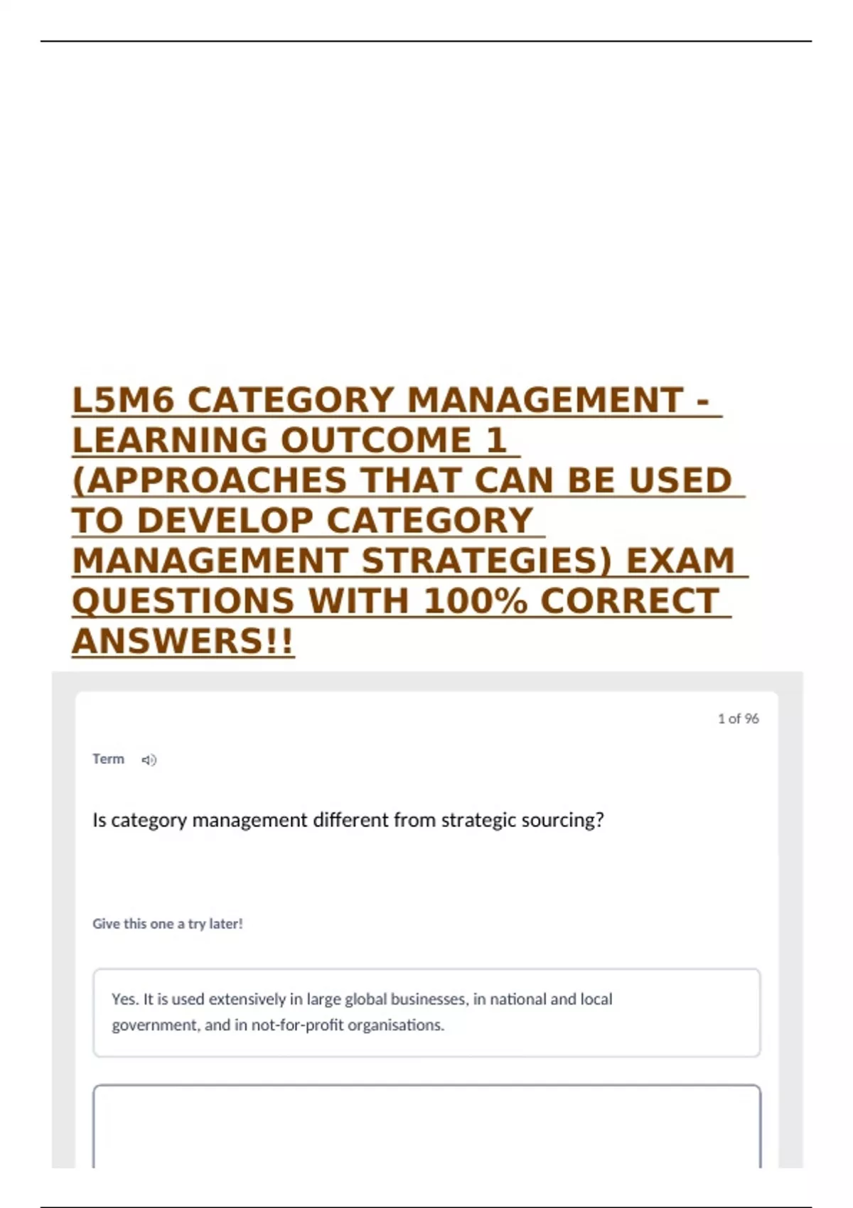 L5M6 CATEGORY MANAGEMENT - LEARNING OUTCOME 1 (APPROACHES THAT CAN BE ...