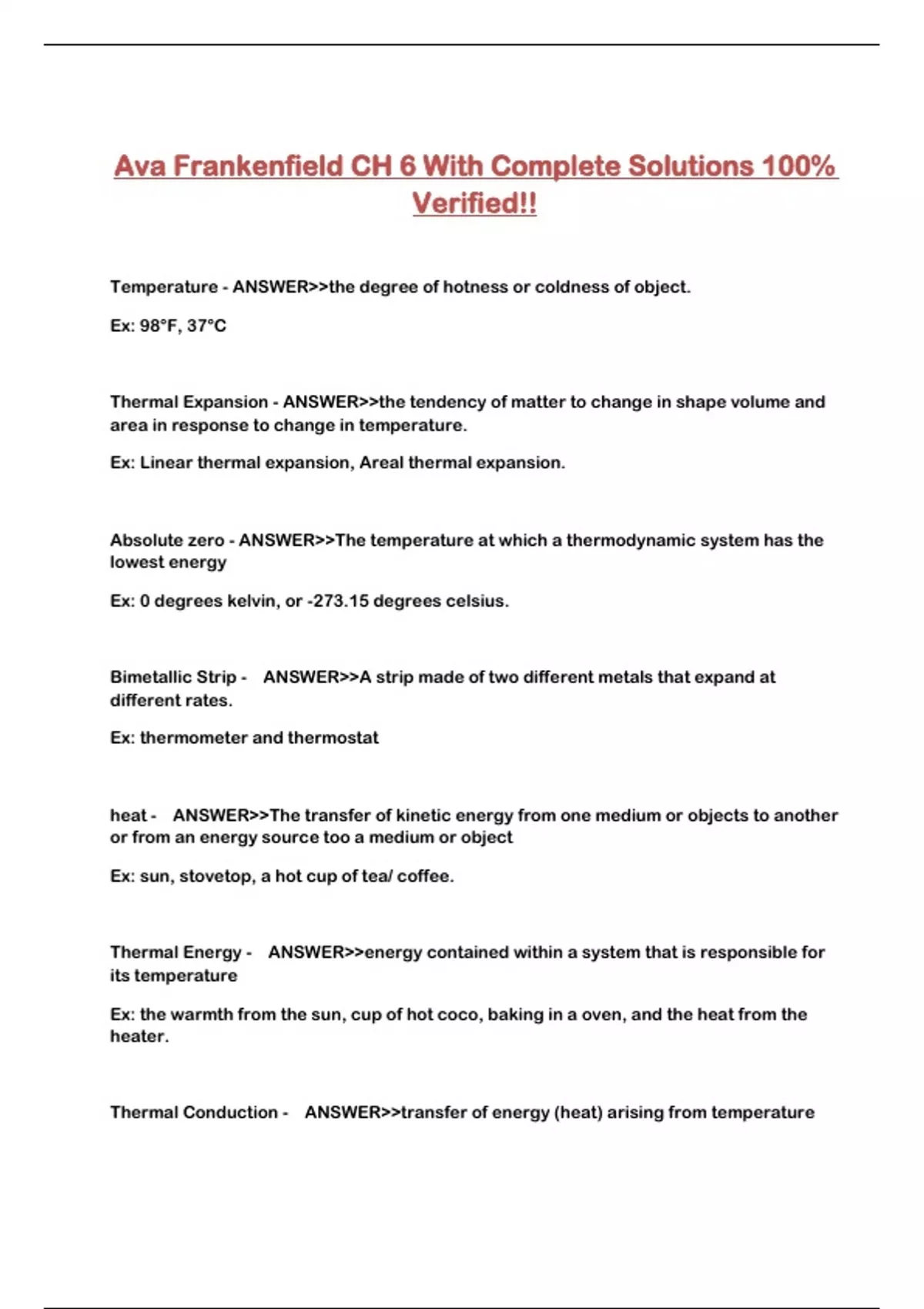 Ava Frankenfield CH 6 With Complete Solutions 100% Verified!! - Ava ...